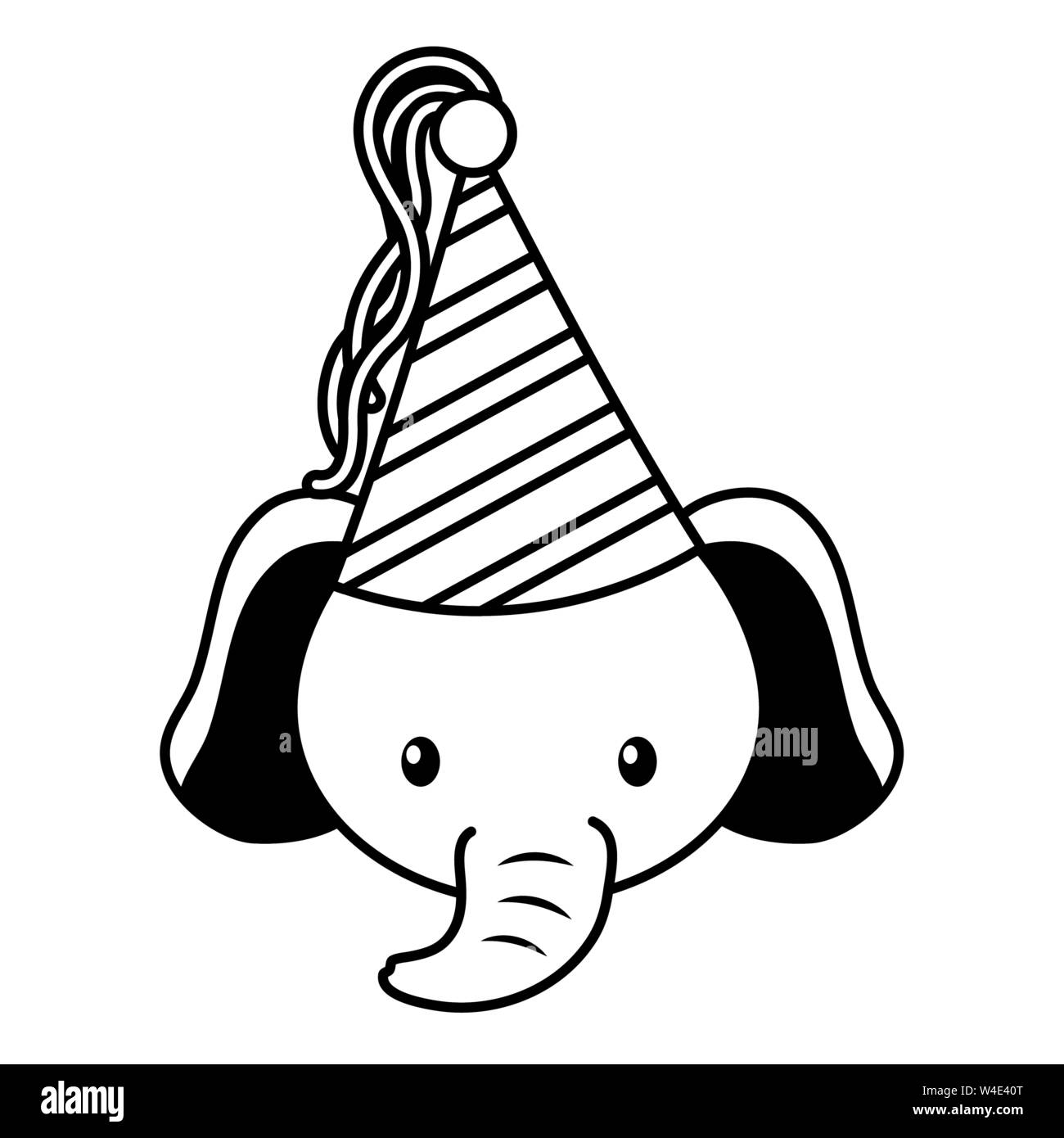 birthday celebration cute elephant party hat Stock Vector Image & Art ...