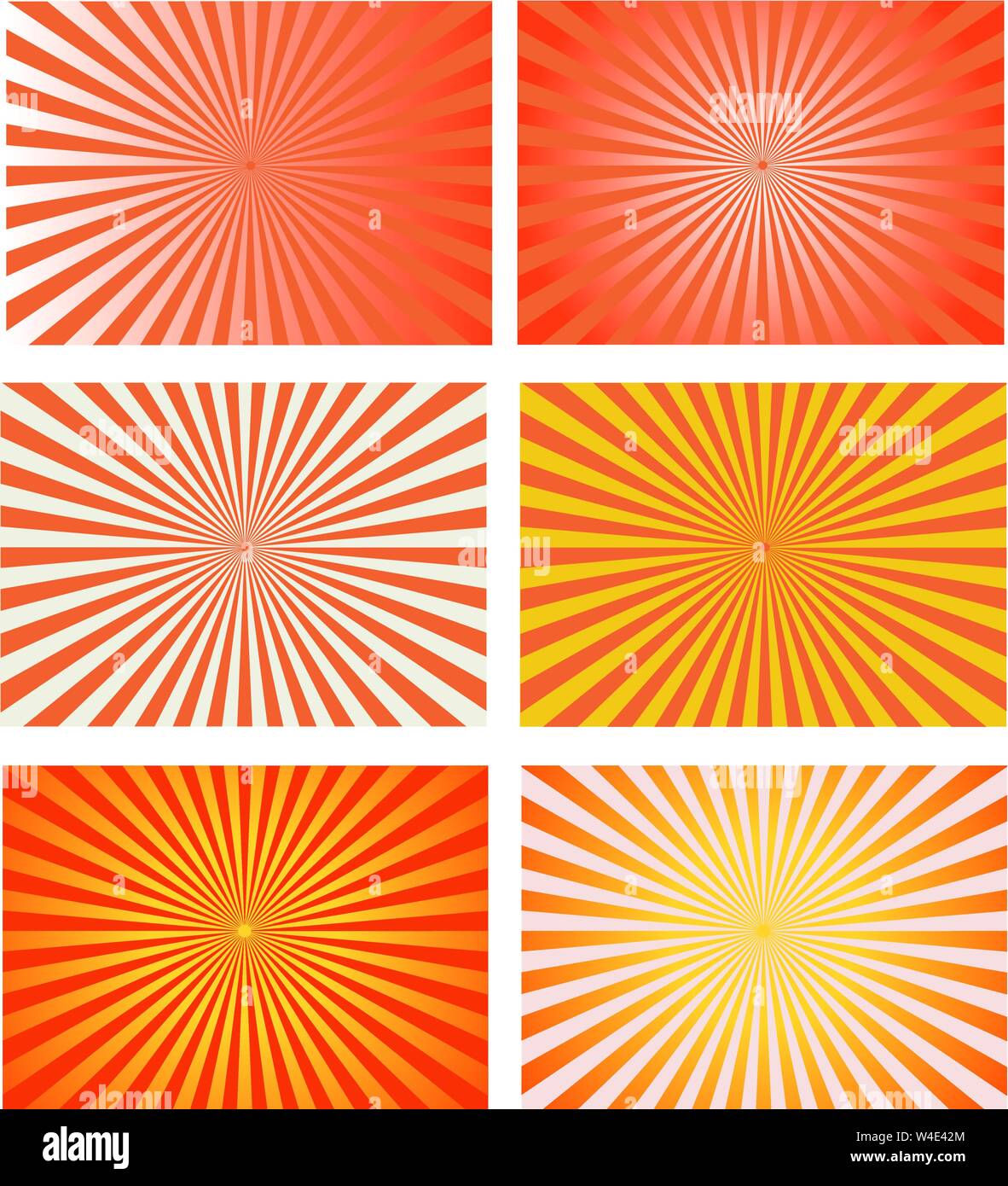 Set Orange Sunburst Retro Background Vector Stock Vector Image And Art