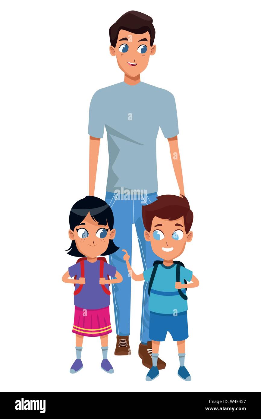 Family single father with kids Stock Vector Image & Art - Alamy