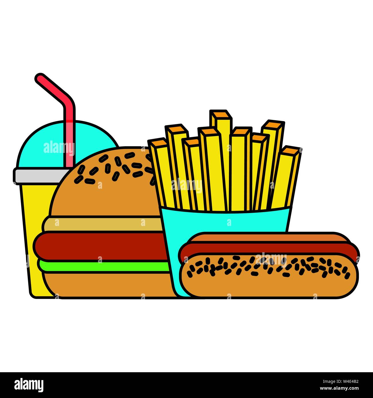 fast food burger hot dog french fries soda Stock Vector Image & Art - Alamy