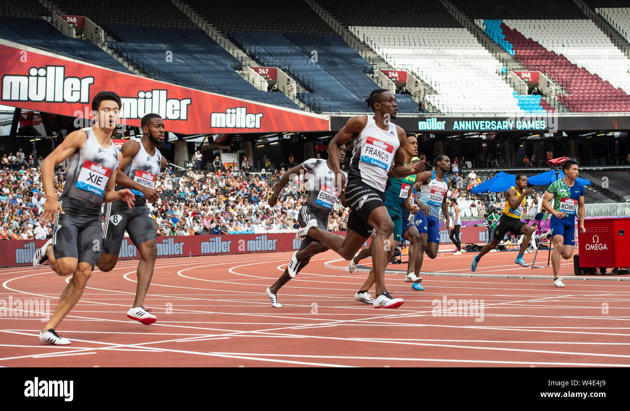 LONDON, ENGLAND - JULY 21: (L-R) Zhenye Xie, Nathaniel Mitchell-Blake ...