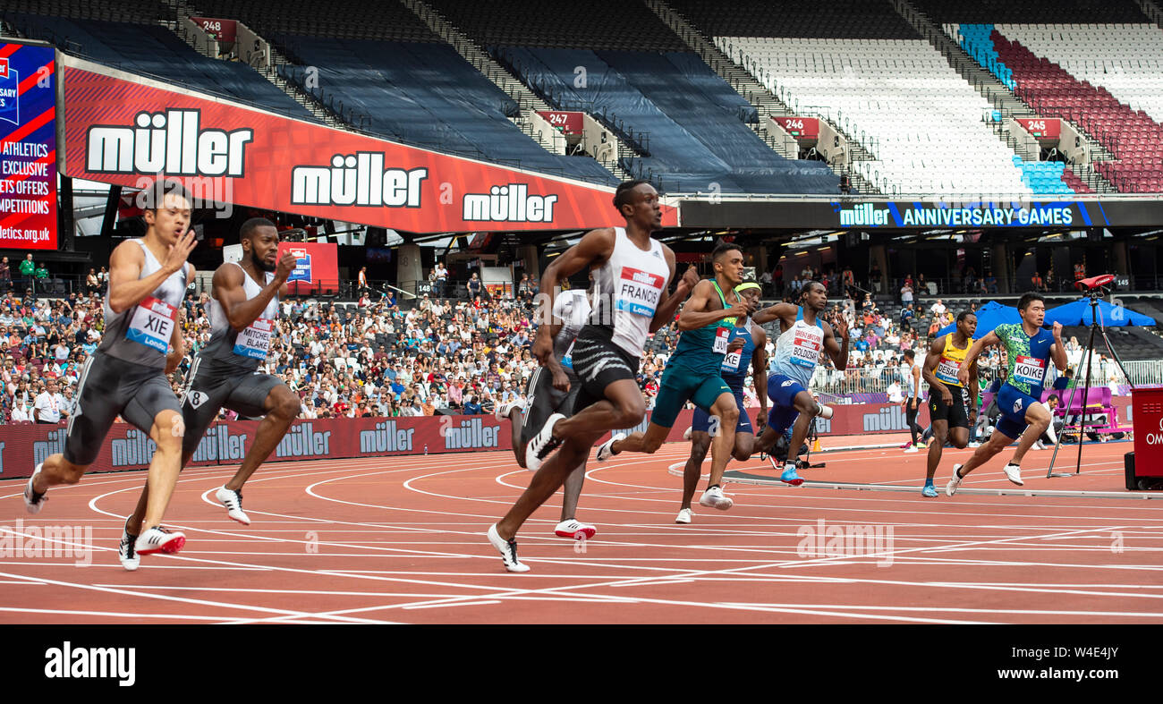 LONDON, ENGLAND - JULY 21: (L-R) Zhenye Xie, Nathaniel Mitchell-Blake ...