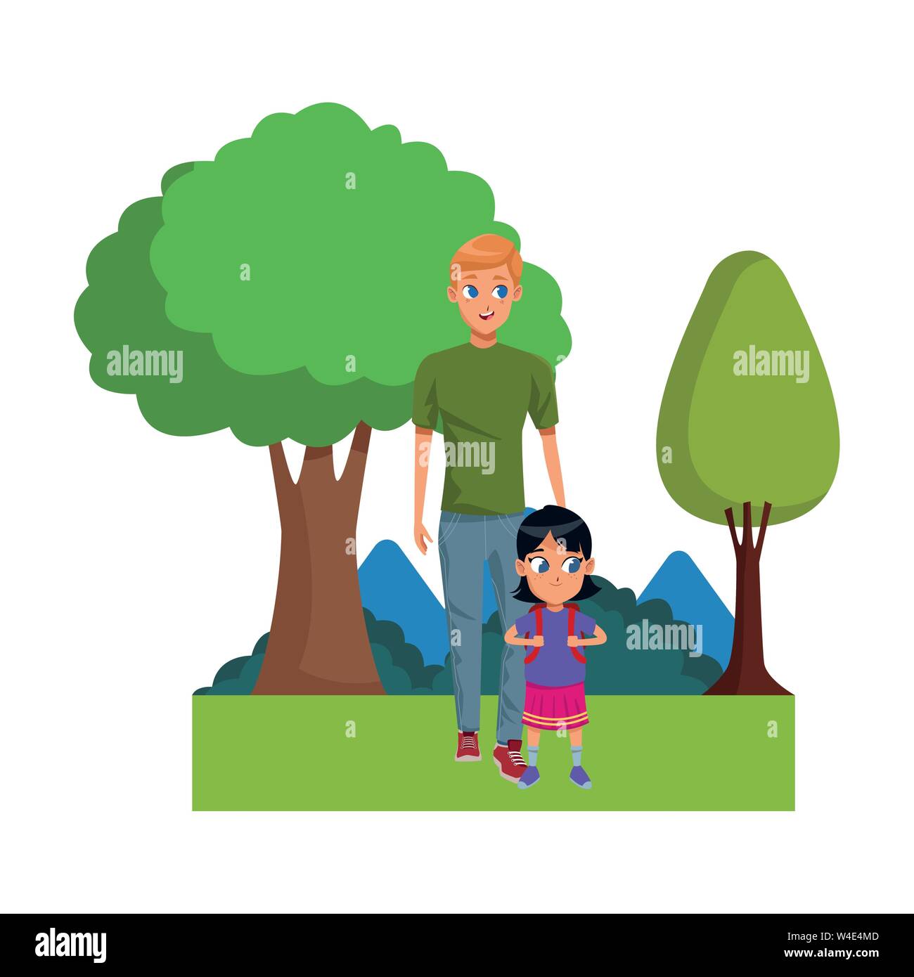 Family single parent with children cartoon Stock Vector Image & Art - Alamy