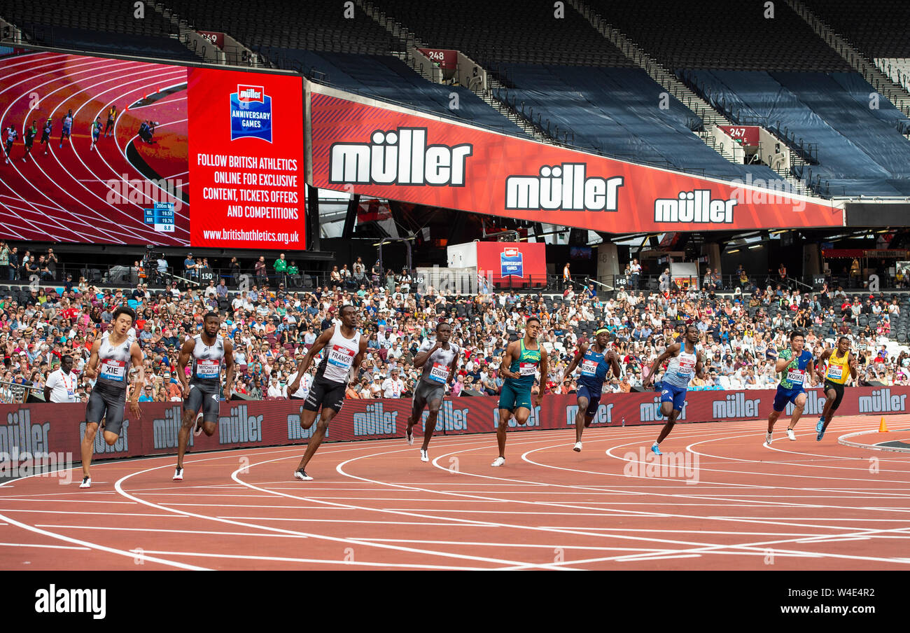 LONDON, ENGLAND - JULY 21: (L-R) Zhenye Xie, Nathaniel Mitchell-Blake ...