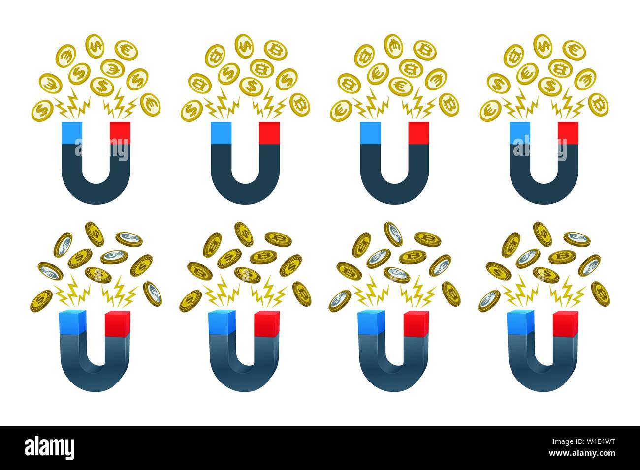 Magnets pulling currencies toward itself. Financial concept design ...