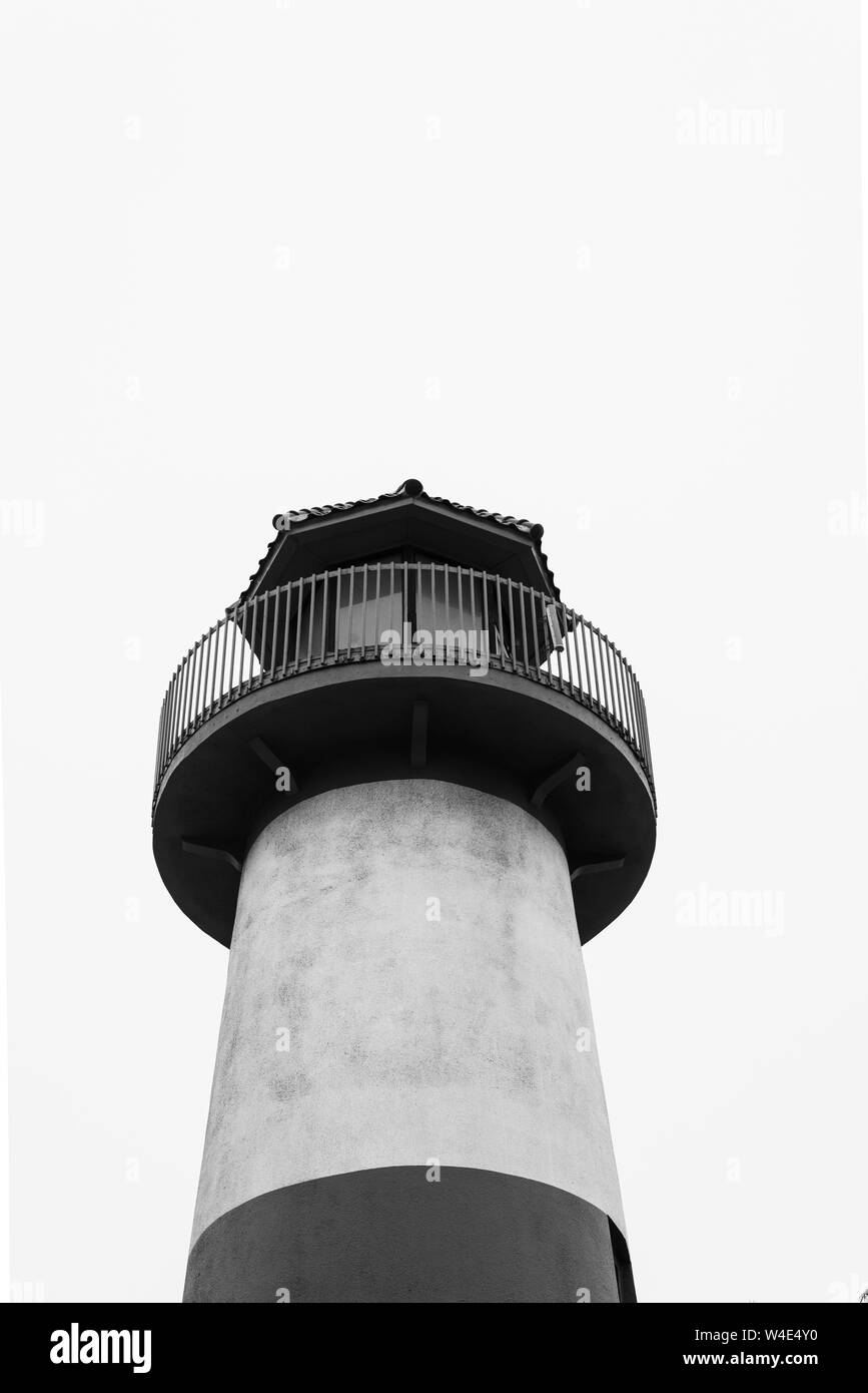 Top of lighthouse with railing circling the lighthouse Stock Photo - Alamy