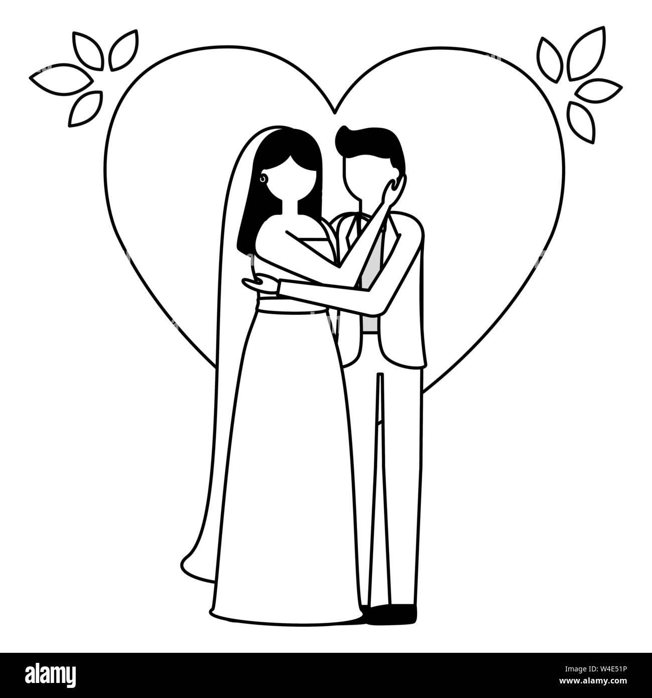 couples wedding bride and groom love heart Stock Vector Image & Art - Alamy