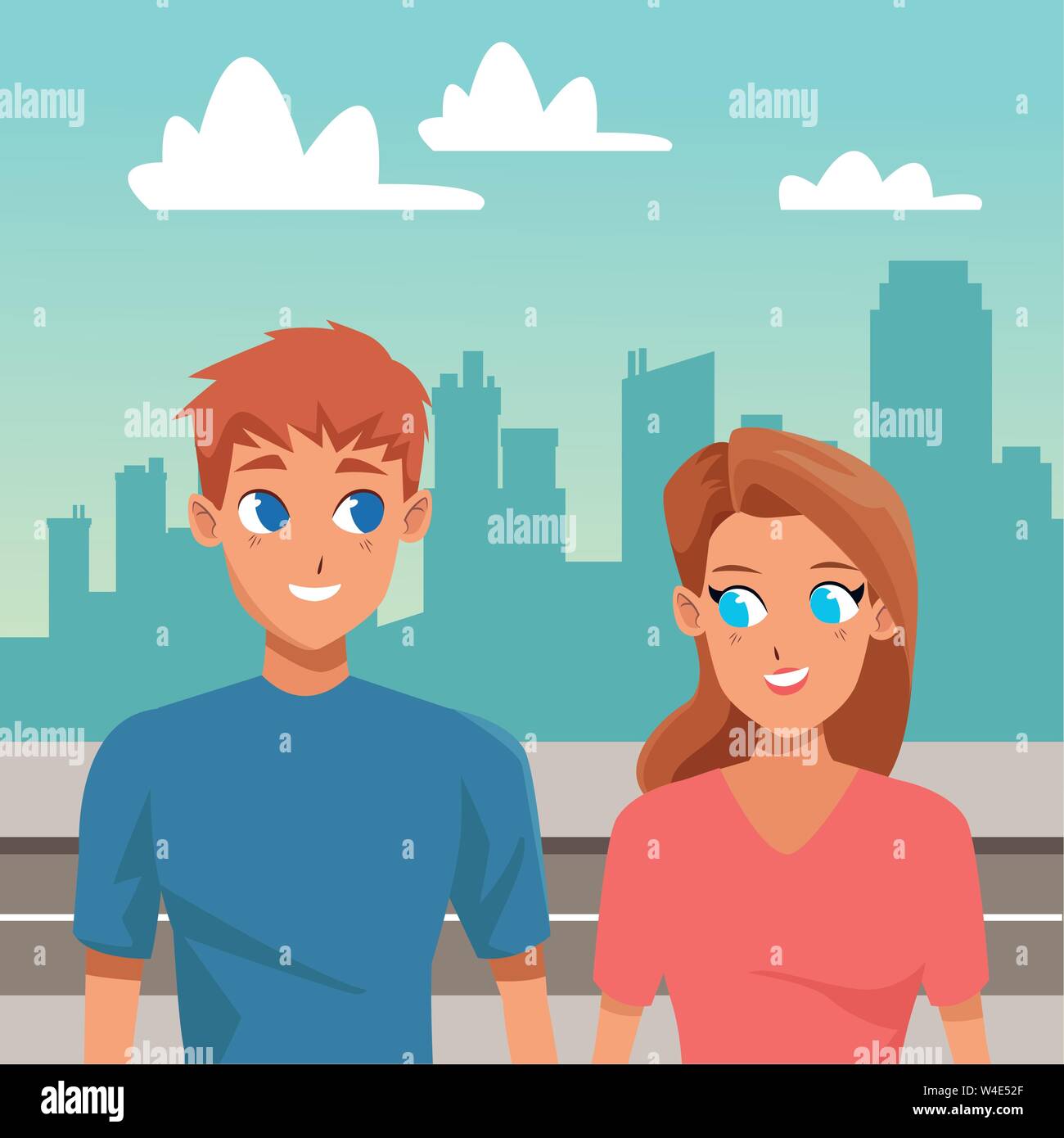 Young couple smiiling and walking cartoon Stock Vector Image & Art - Alamy