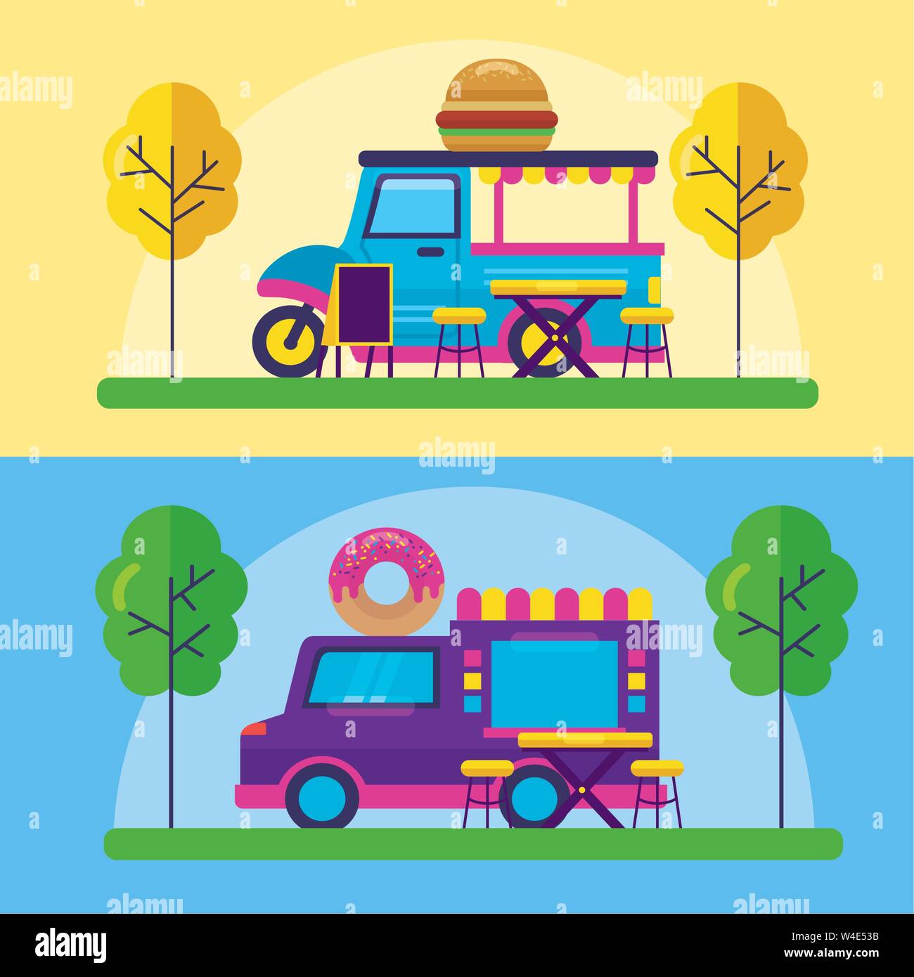 Food Trucks Festival Flat Design Stock Vector Image Art Alamy food-trucks-festival-flat-design-stock-vector-image-art-alamy