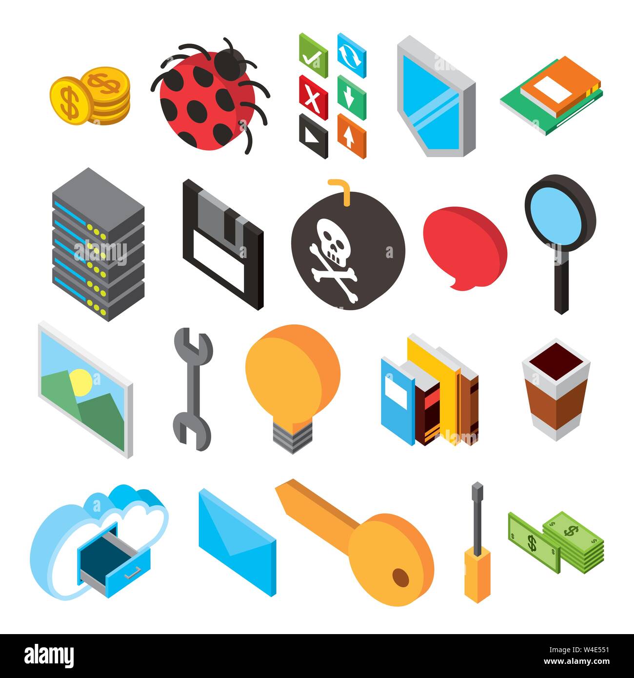 bundle of data center storage isometric set icons Stock Vector Image ...