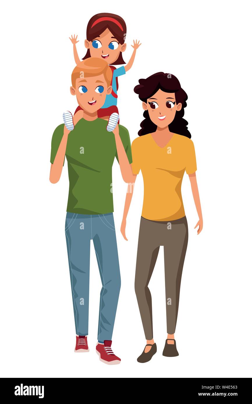 Family young parents with children cartoon Stock Vector Image & Art - Alamy