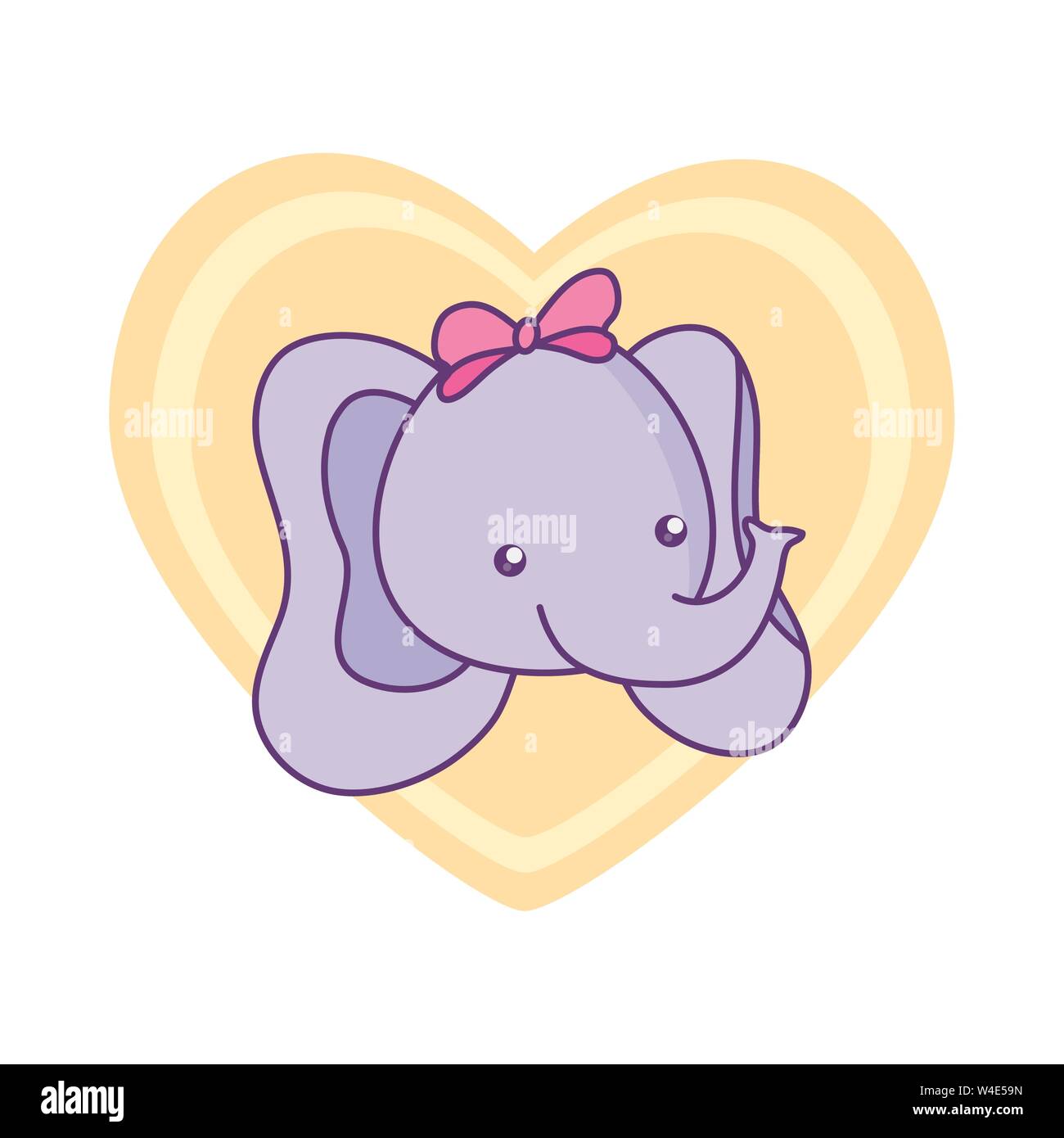 head of cute little elephant baby in heart vector illustration design ...