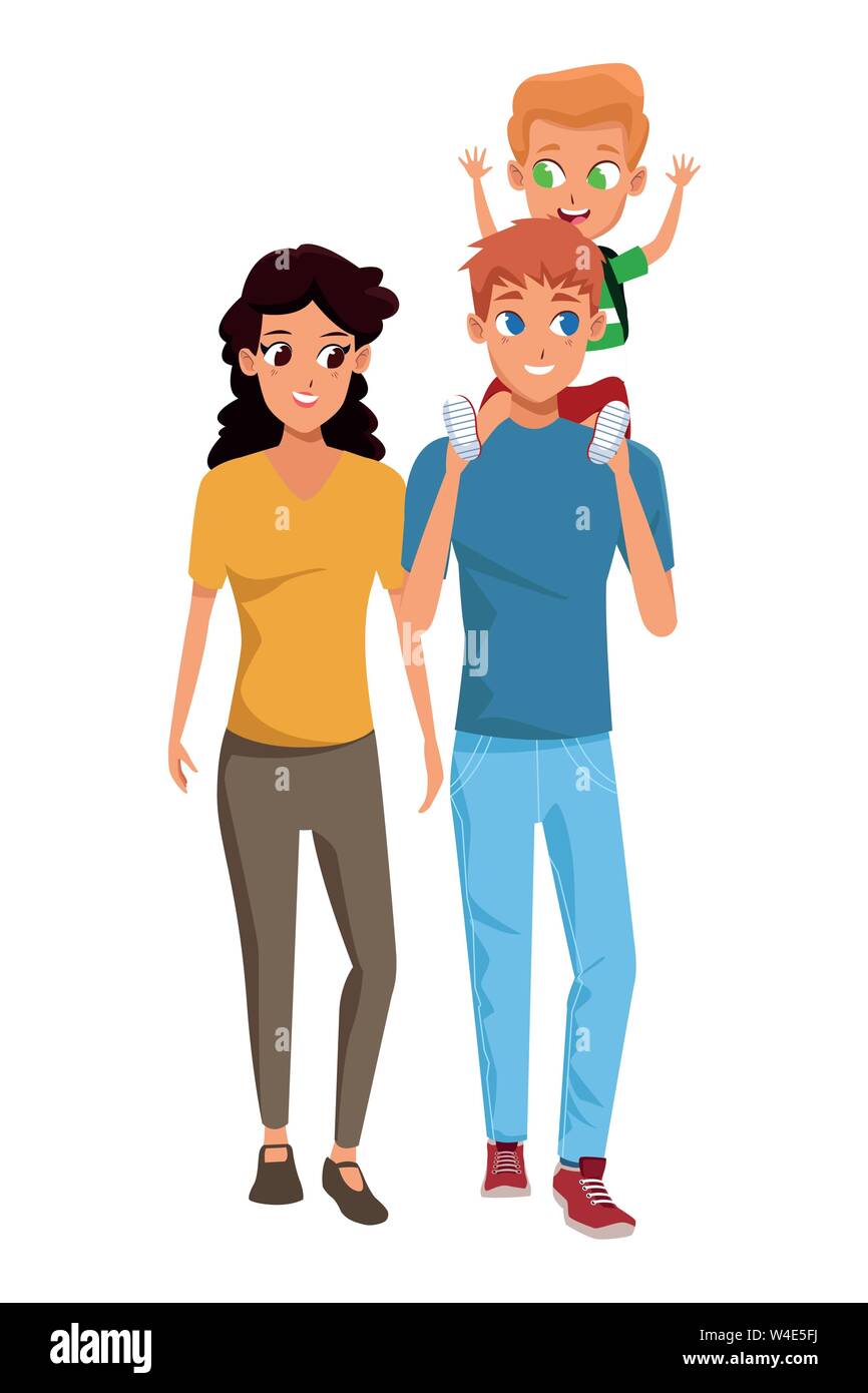 Family young parents with children cartoon Stock Vector Image & Art - Alamy