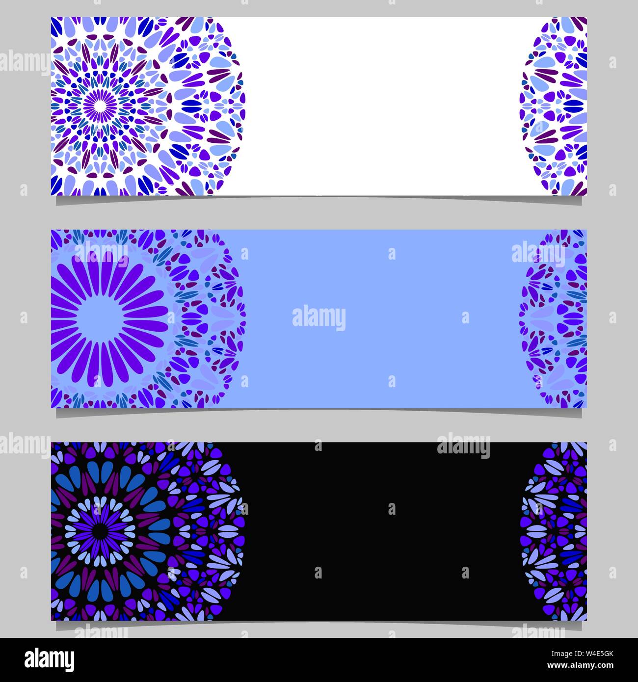 Abstract horizontal gravel mandala banner set - colorful vector ...