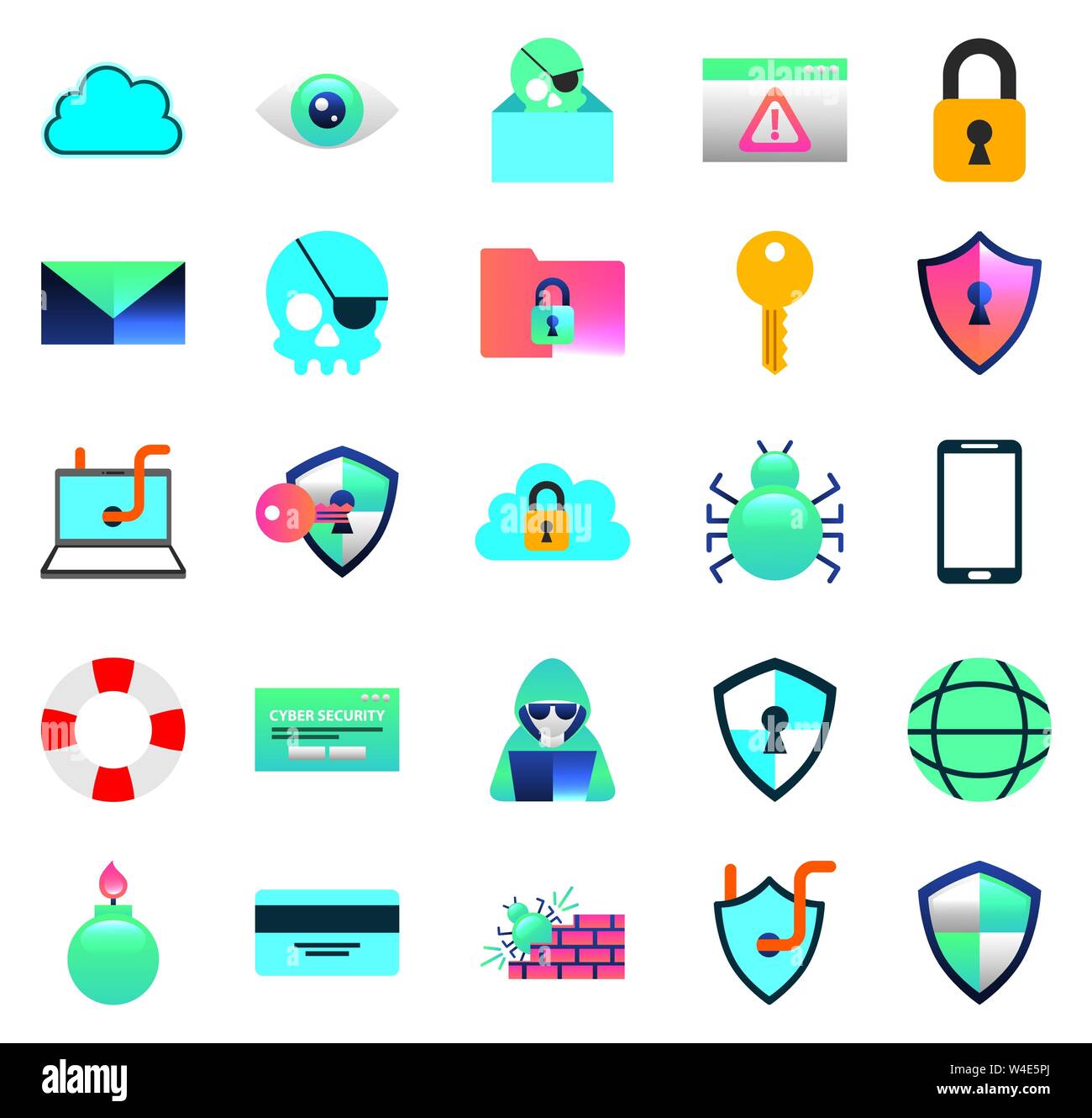 bundle of cyber security colorful set icons Stock Vector Image & Art ...