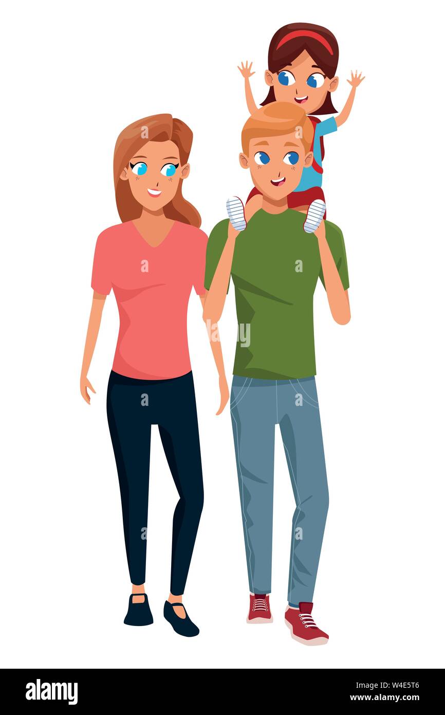 Family young parents with children cartoon Stock Vector Image & Art - Alamy