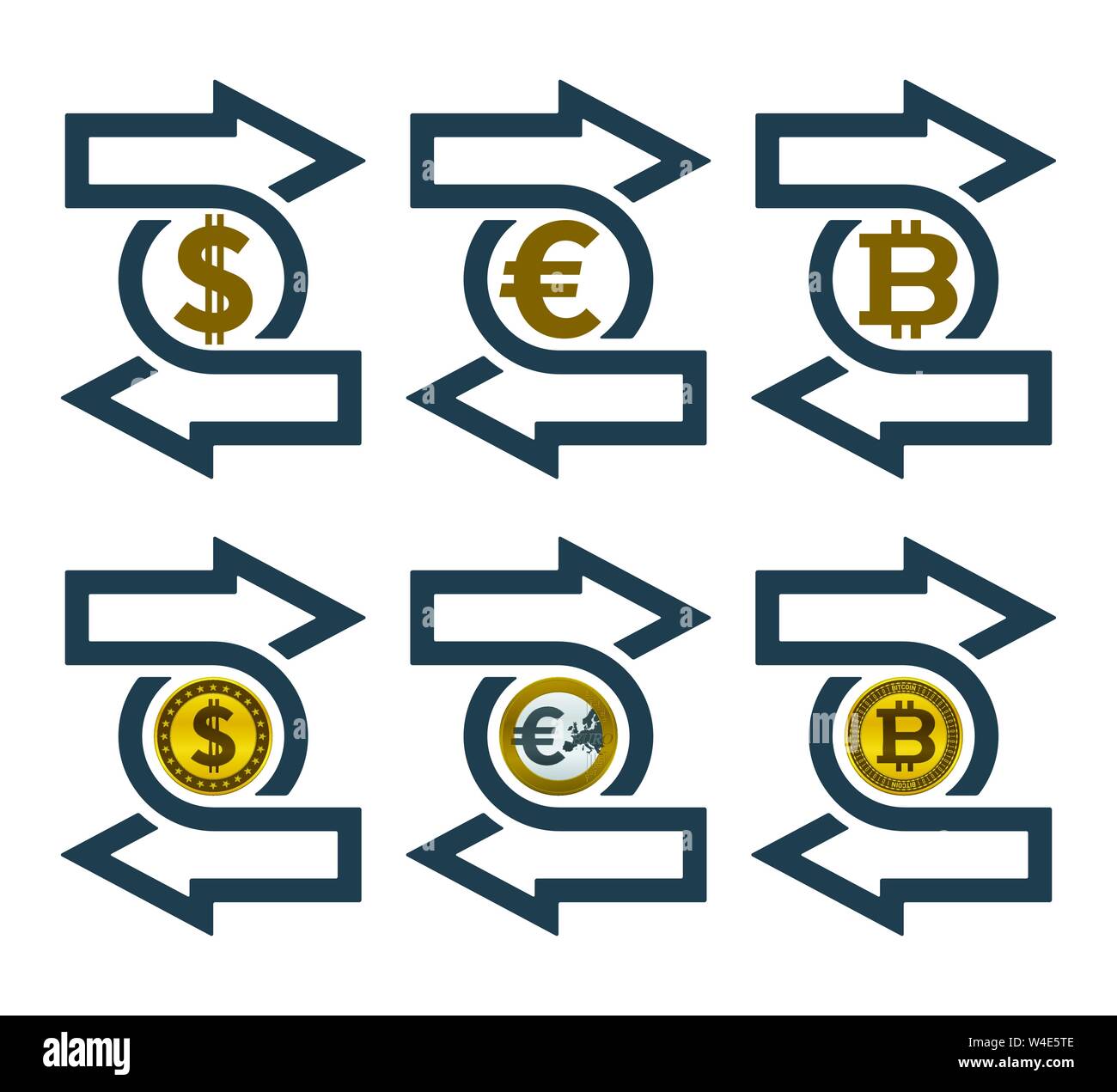 Change icons with currencies on white background. Financial vector ...