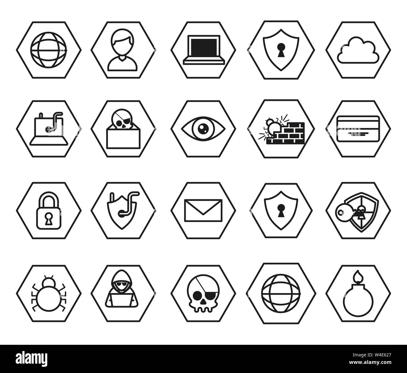 Bundle Of Cyber Security Monochrome Set Icons Stock Vector Image And Art Alamy