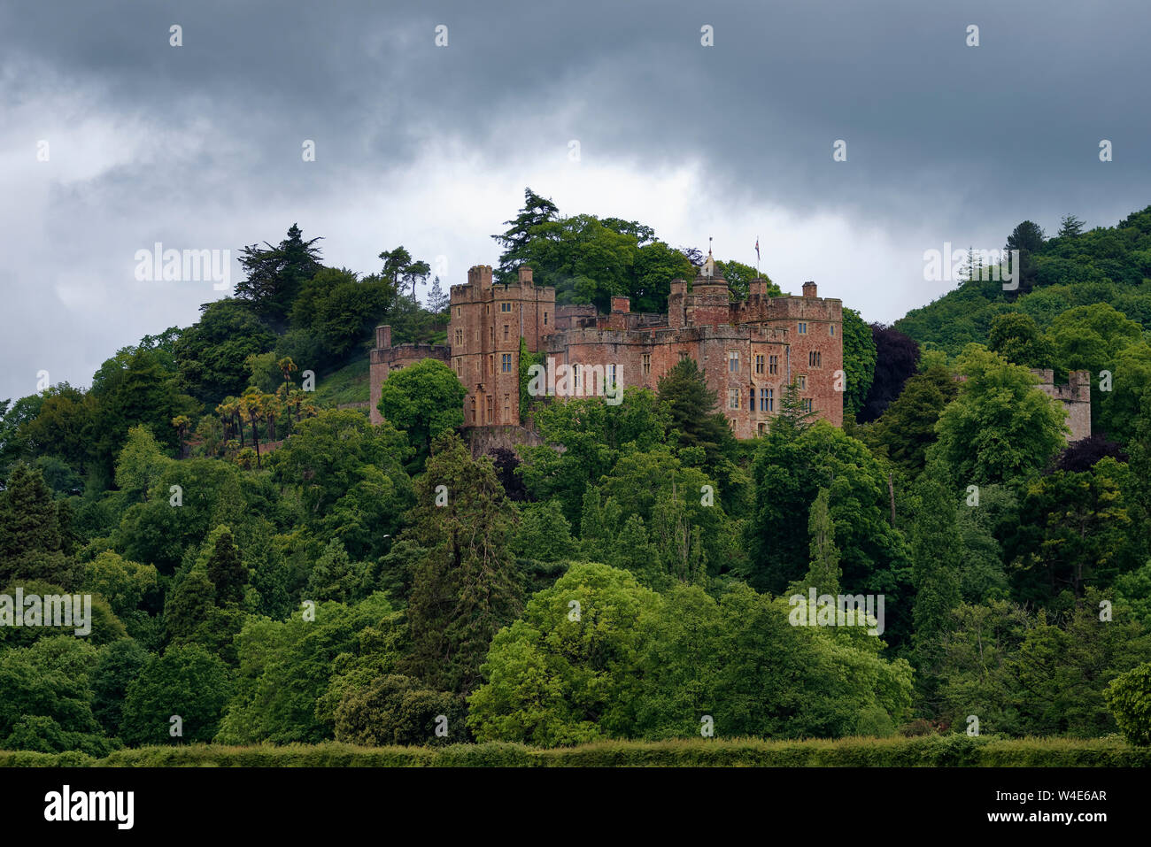 Dunster Castle on a very stormy day Exmoor, Somerset, UK Stock Photo ...
