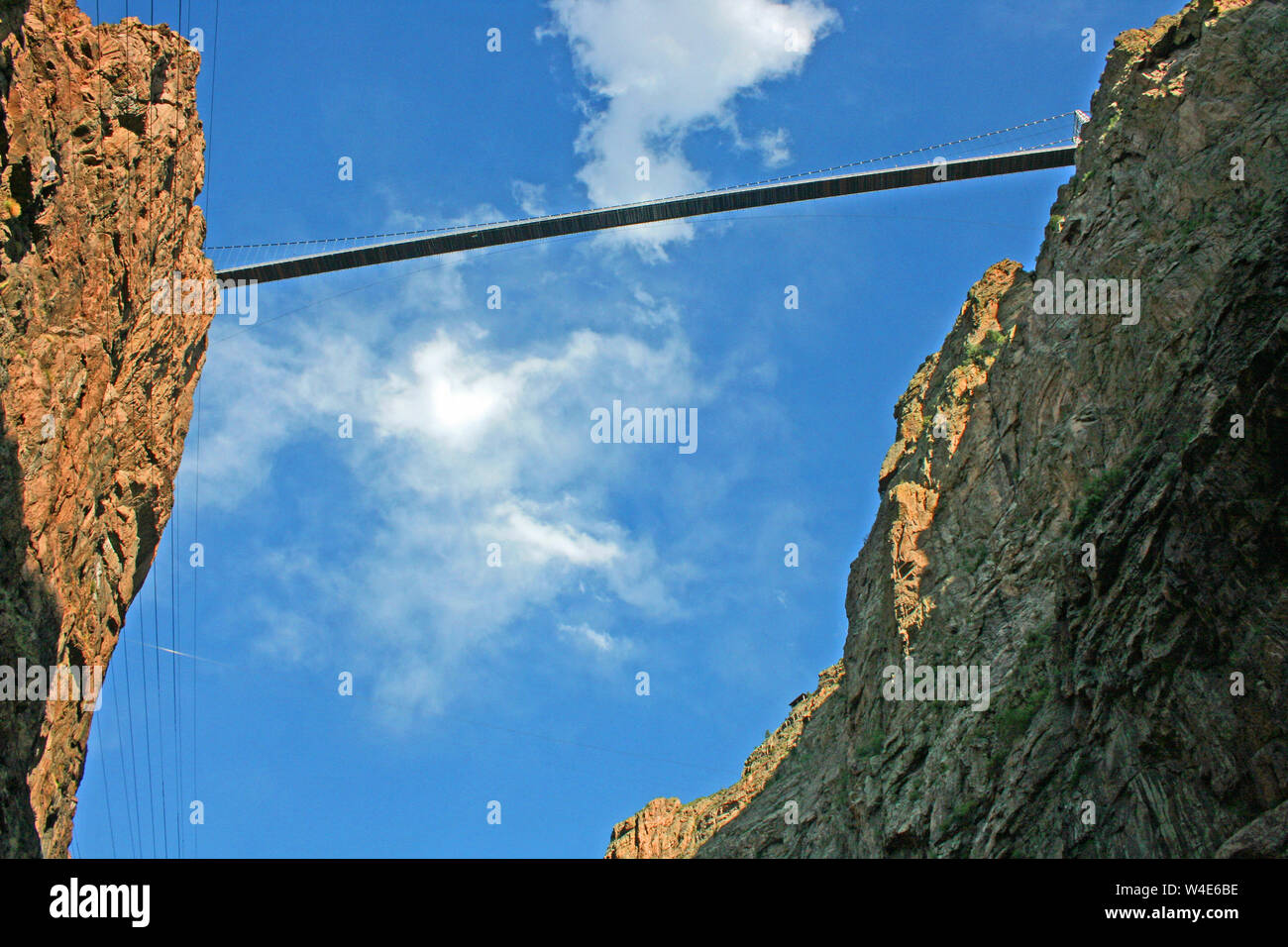 Royal Gorge bridge from the bottom of the canyon, Colorado Stock Photo ...