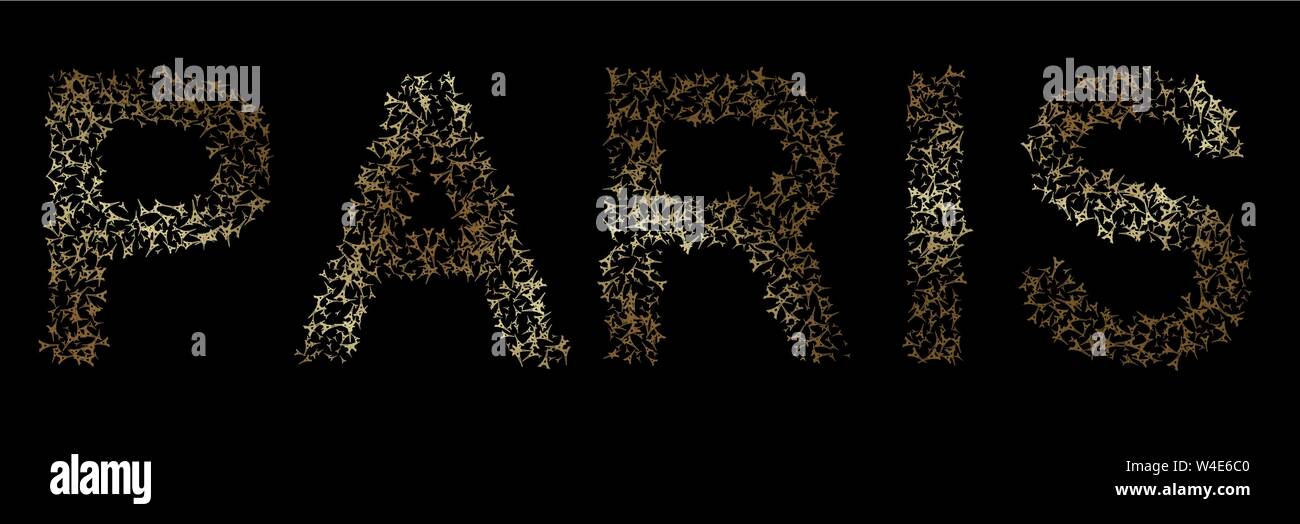 Paris Vector Calligraphic Illustration in Gold Style Stock Vector Image ...