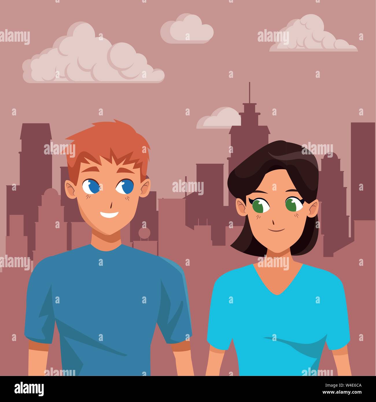 Young couple smiiling and walking cartoon Stock Vector Image & Art - Alamy