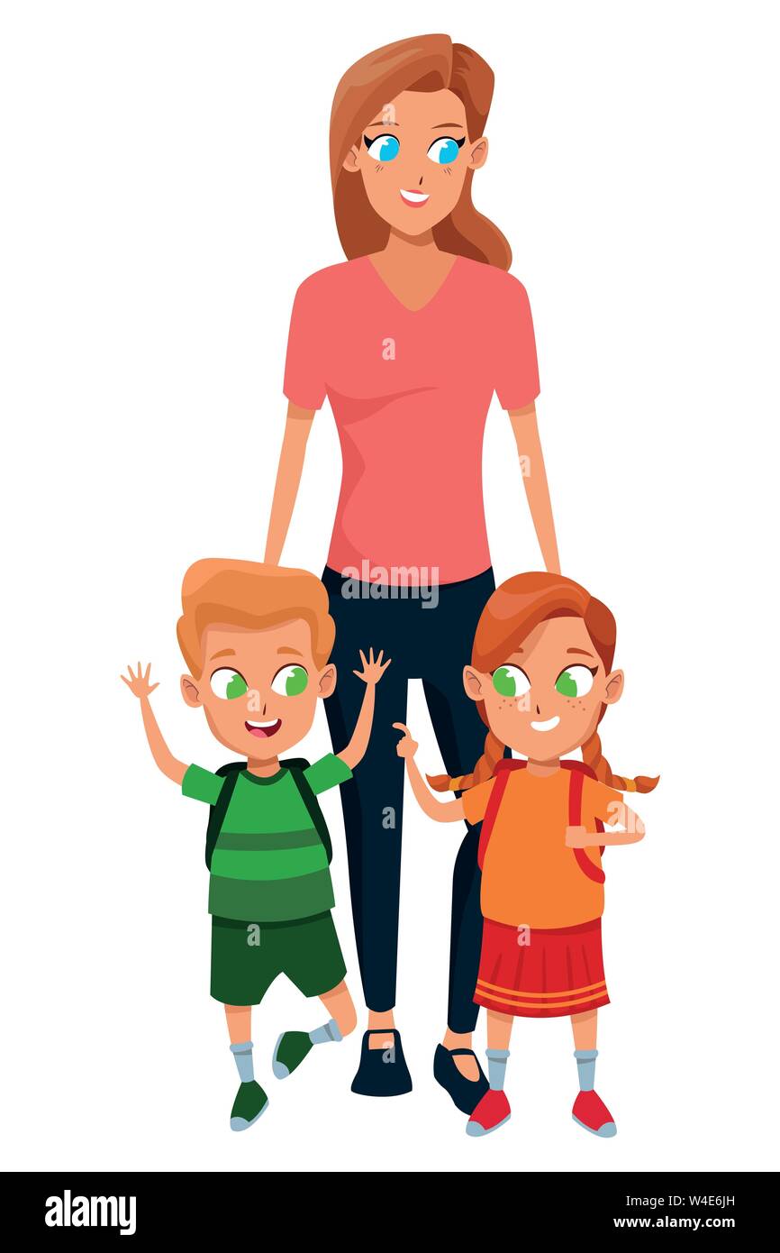 Family single mother with two kids Stock Vector Image & Art - Alamy
