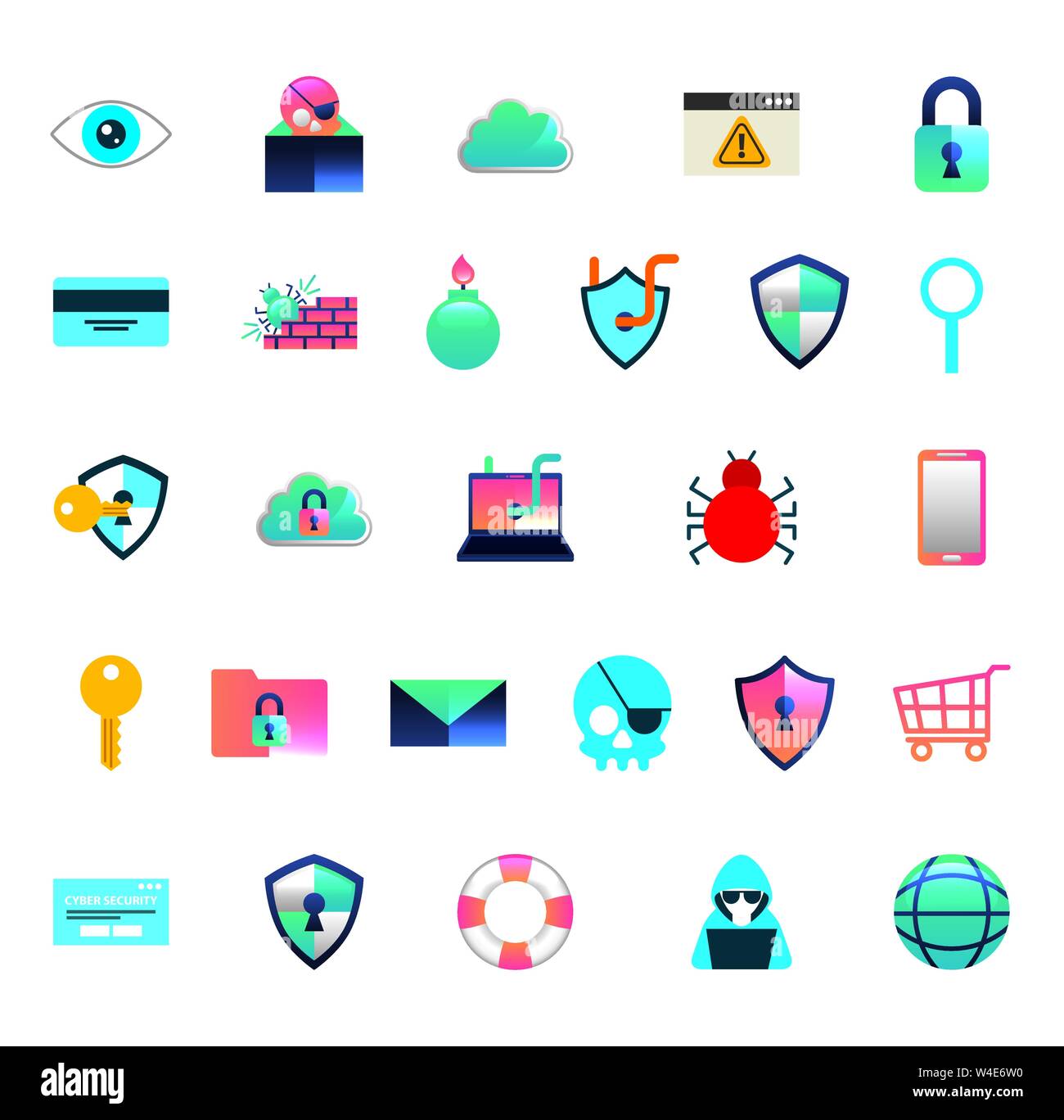 bundle of cyber security colorful set icons Stock Vector Image & Art ...