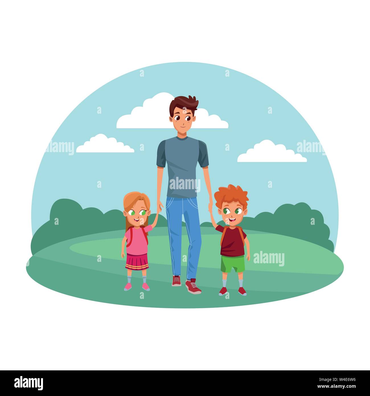 Family single father with children Stock Vector Image & Art - Alamy