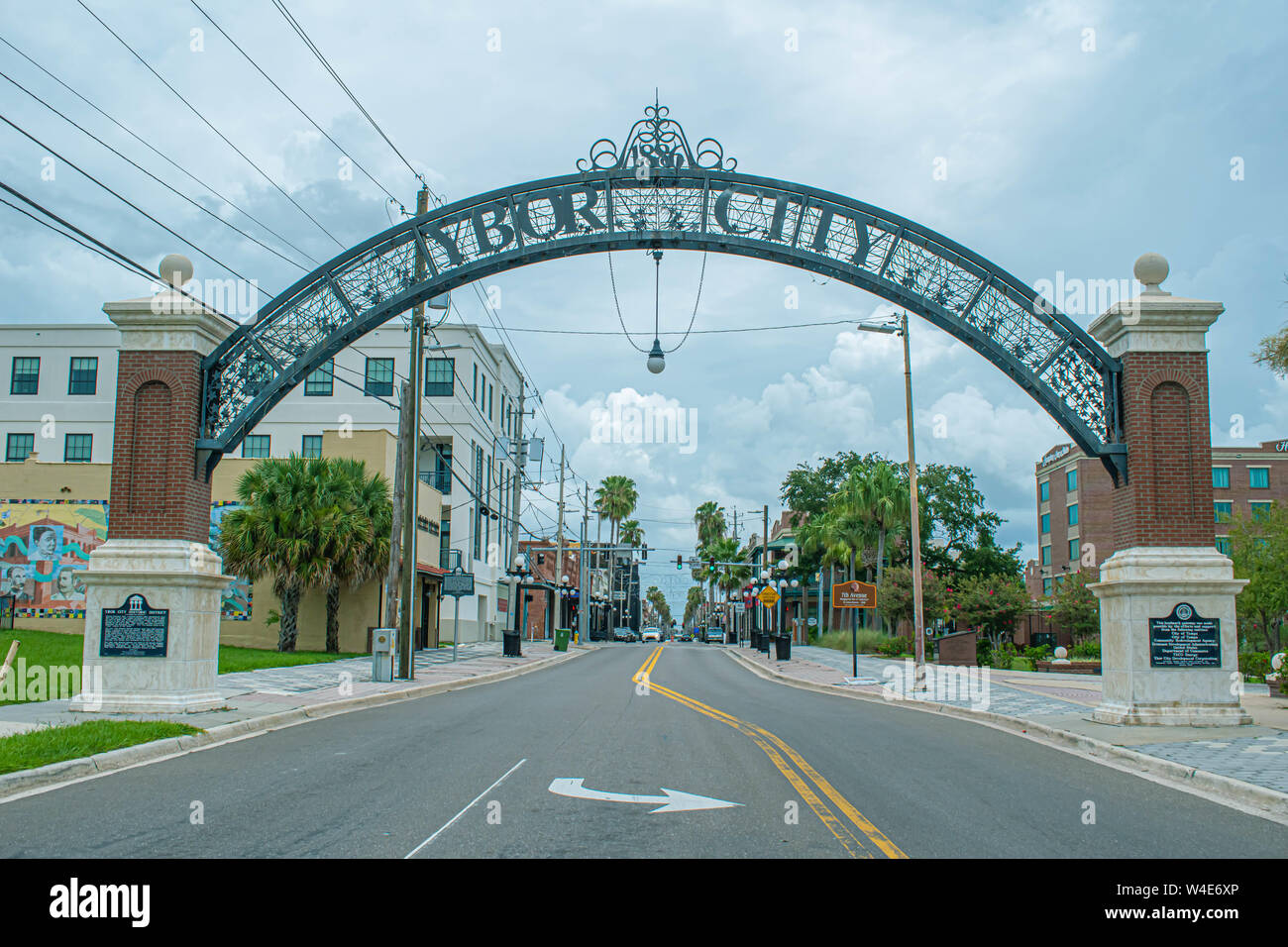 Tampa Bay, Florida. July 12, 2019 Ybor City arch on 7th Aveneu in ...