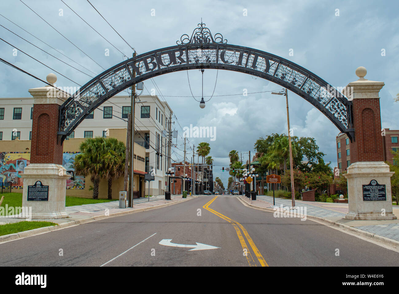 Tampa Bay, Florida. July 12, 2019 Ybor City arch on 7th Aveneu in ...