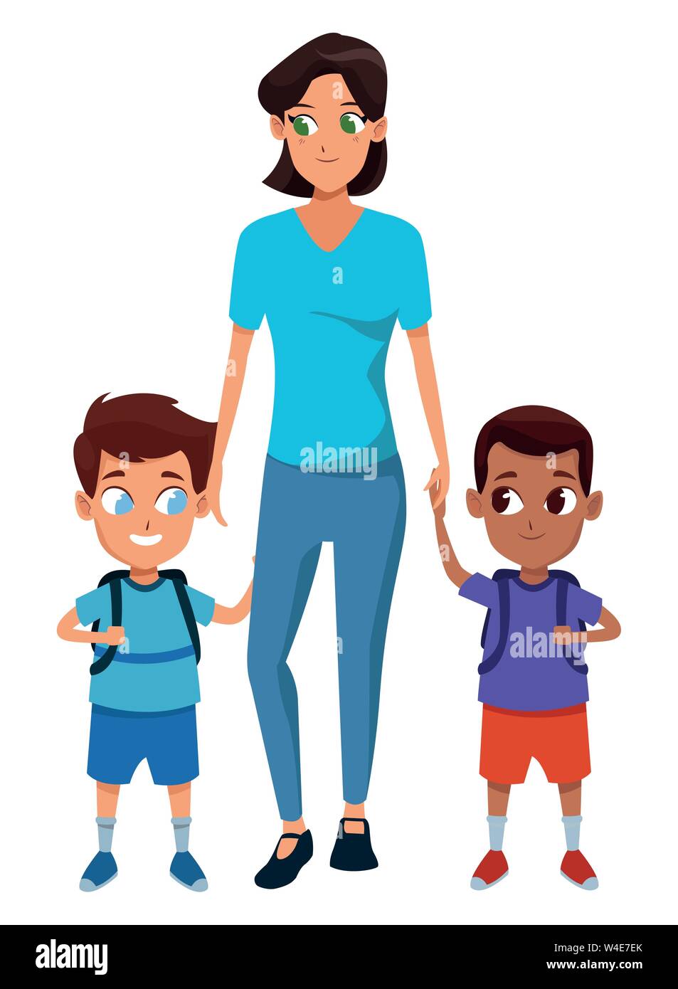 Family single mother with two kids Stock Vector Image & Art - Alamy