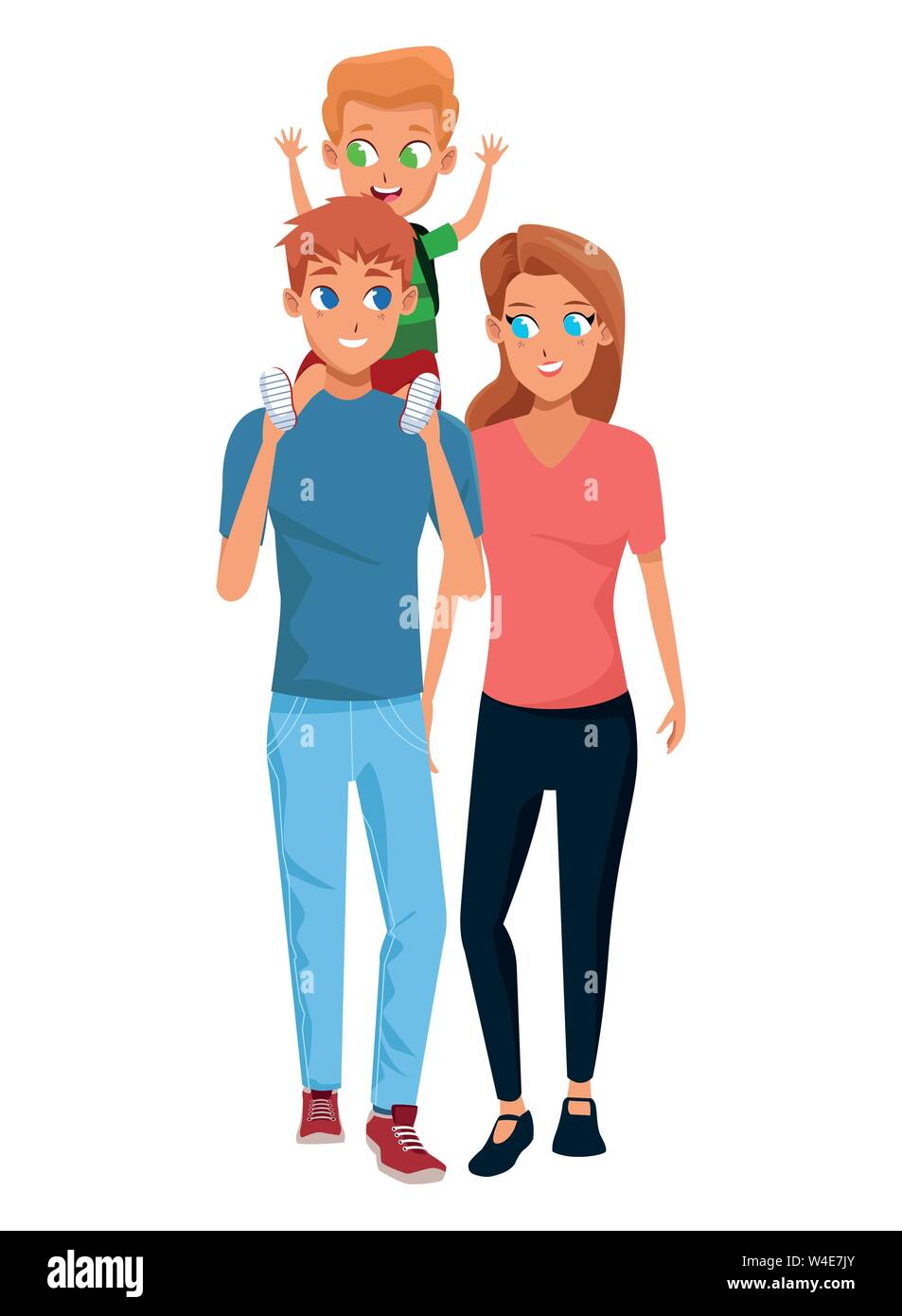 Family young parents with children cartoon Stock Vector Image & Art - Alamy