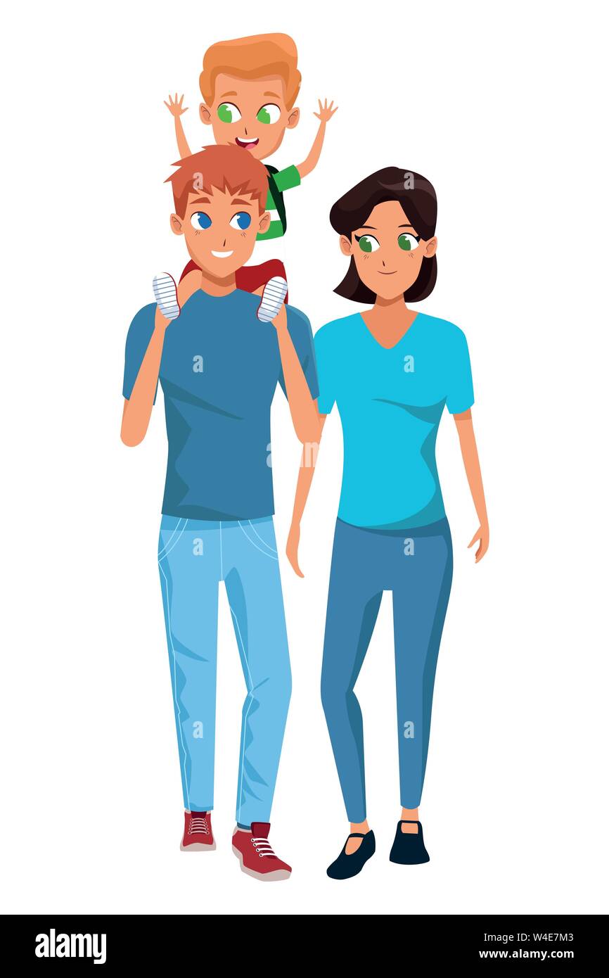 Family young parents with children cartoon Stock Vector Image & Art - Alamy