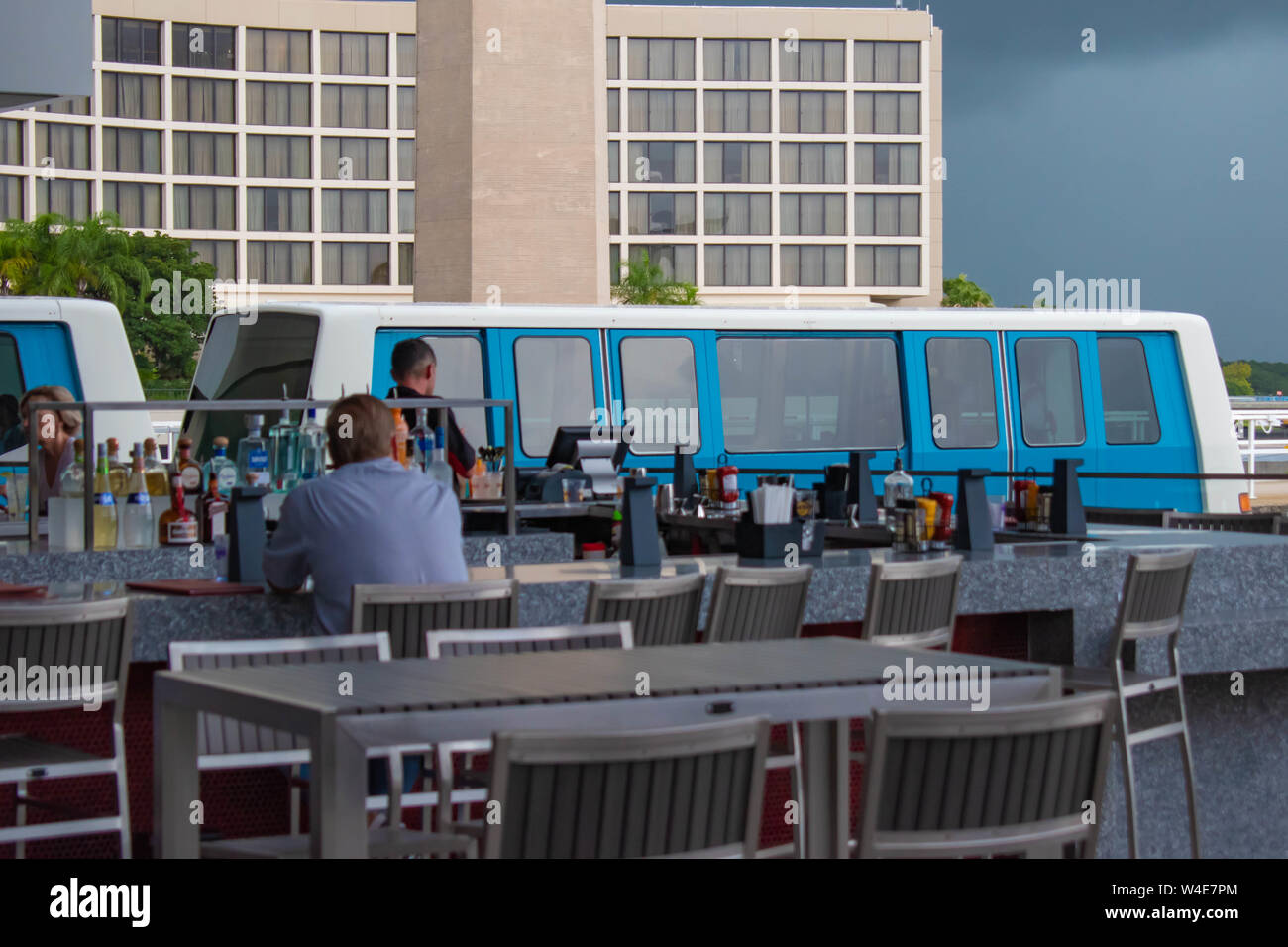 Tampa Bay, Florida. July 12, 2019 Hard Rock Terrace and Sky Connect ...