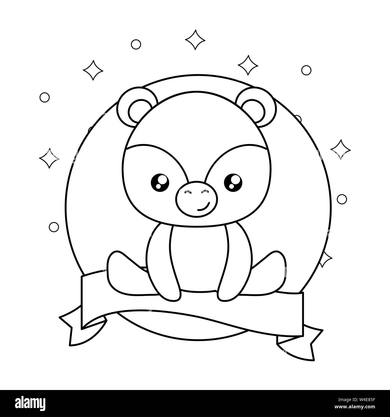 cute little bear baby with ribbon vector illustration design Stock ...