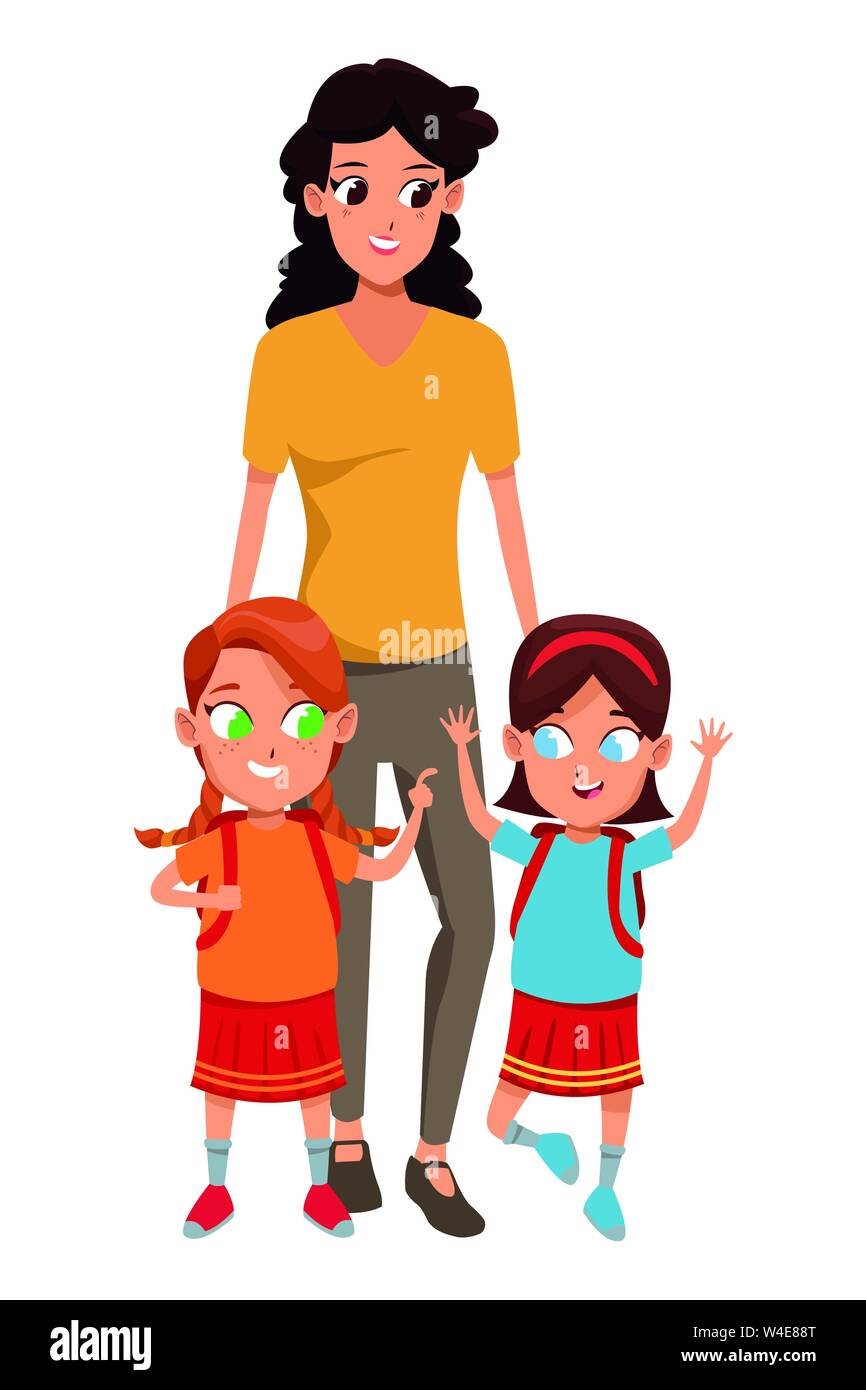 Family single mother with two kids Stock Vector Image & Art - Alamy