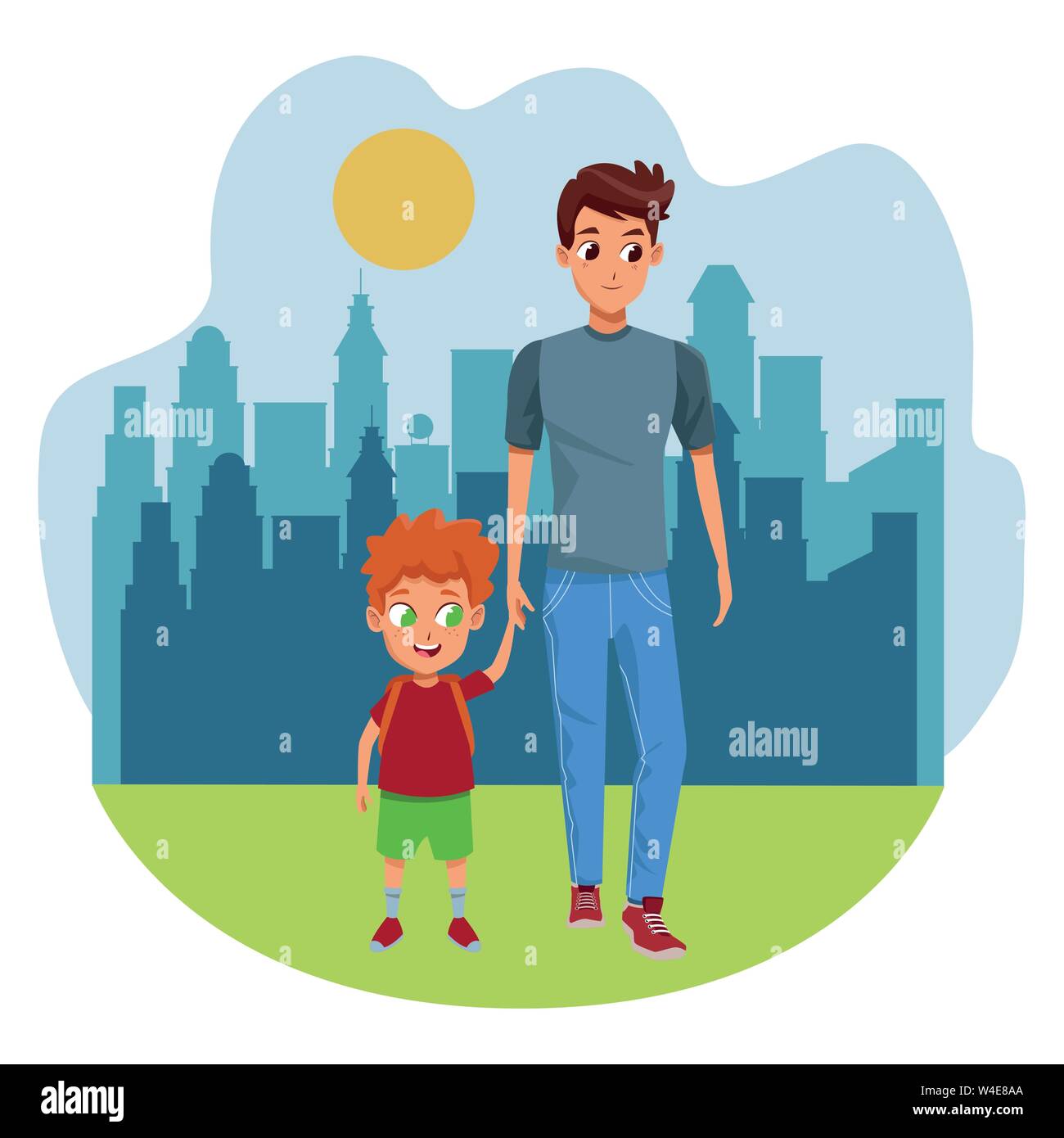 Family single father with children Stock Vector Image & Art - Alamy