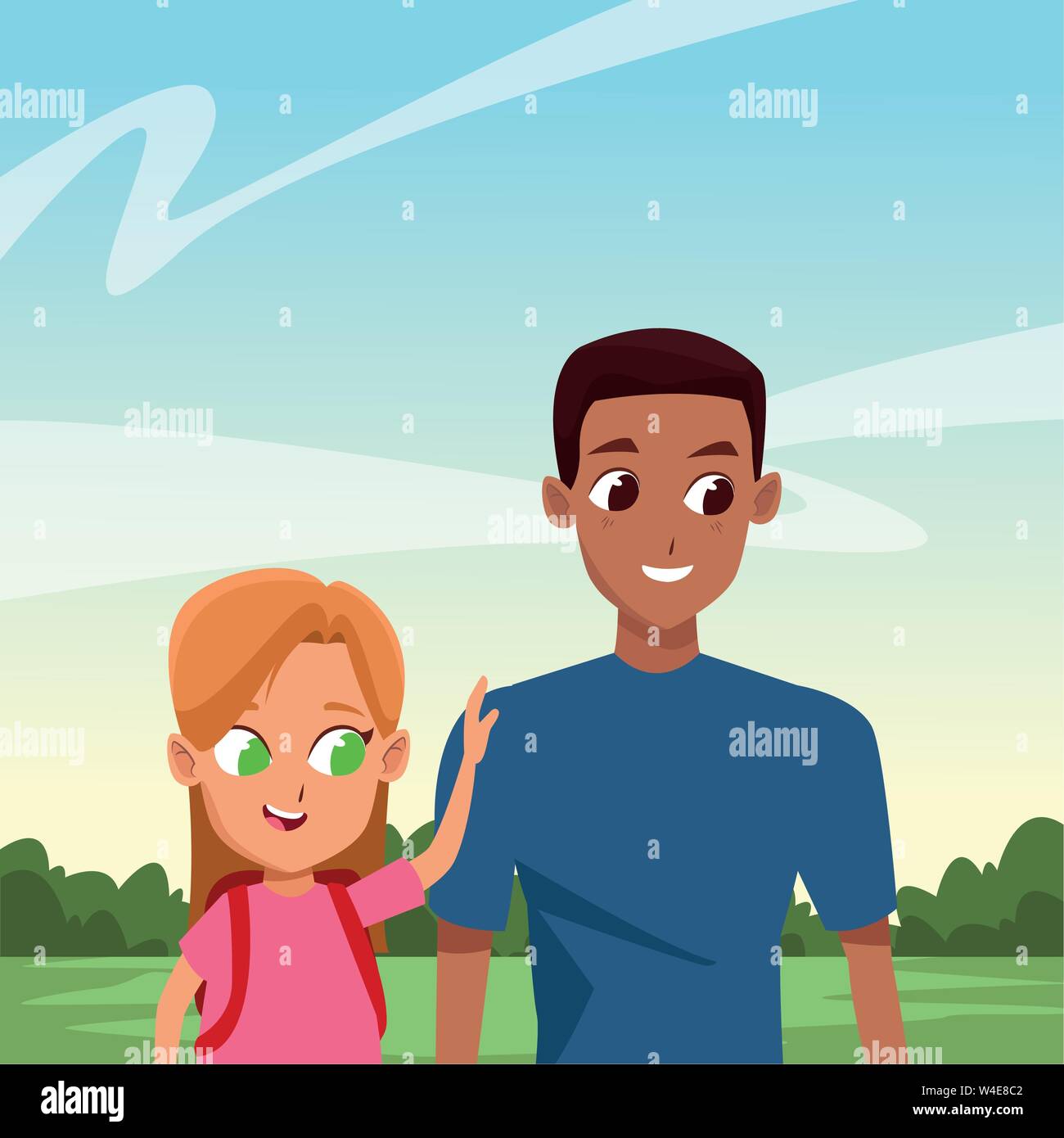 Family single father with children Stock Vector Image & Art - Alamy