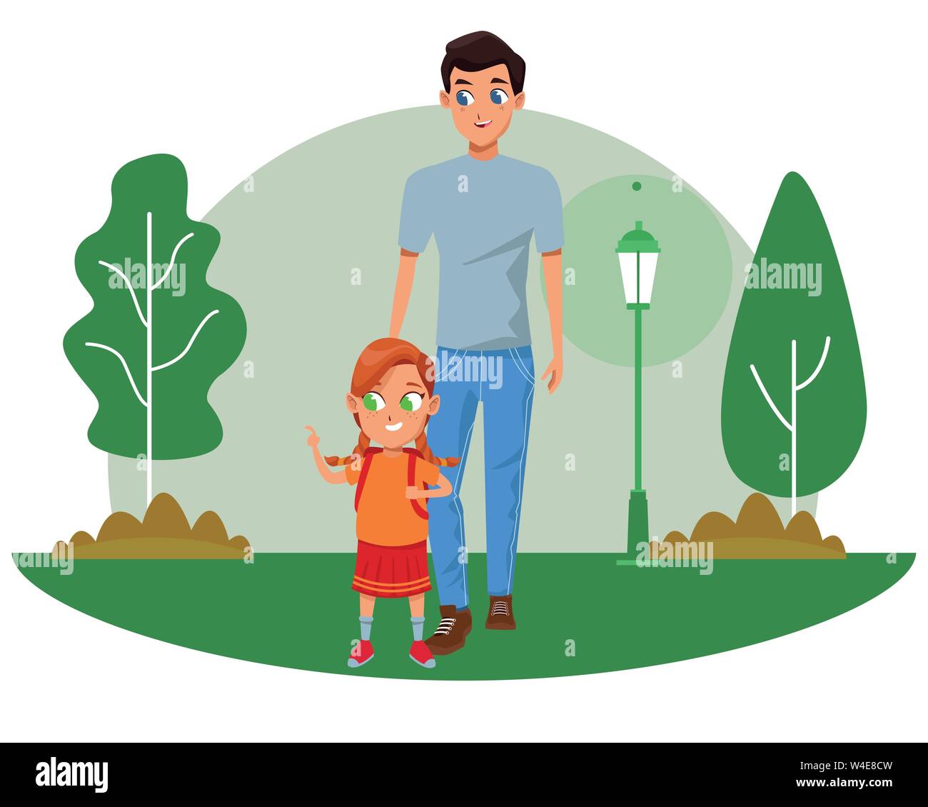 Family single father with children Stock Vector Image & Art - Alamy