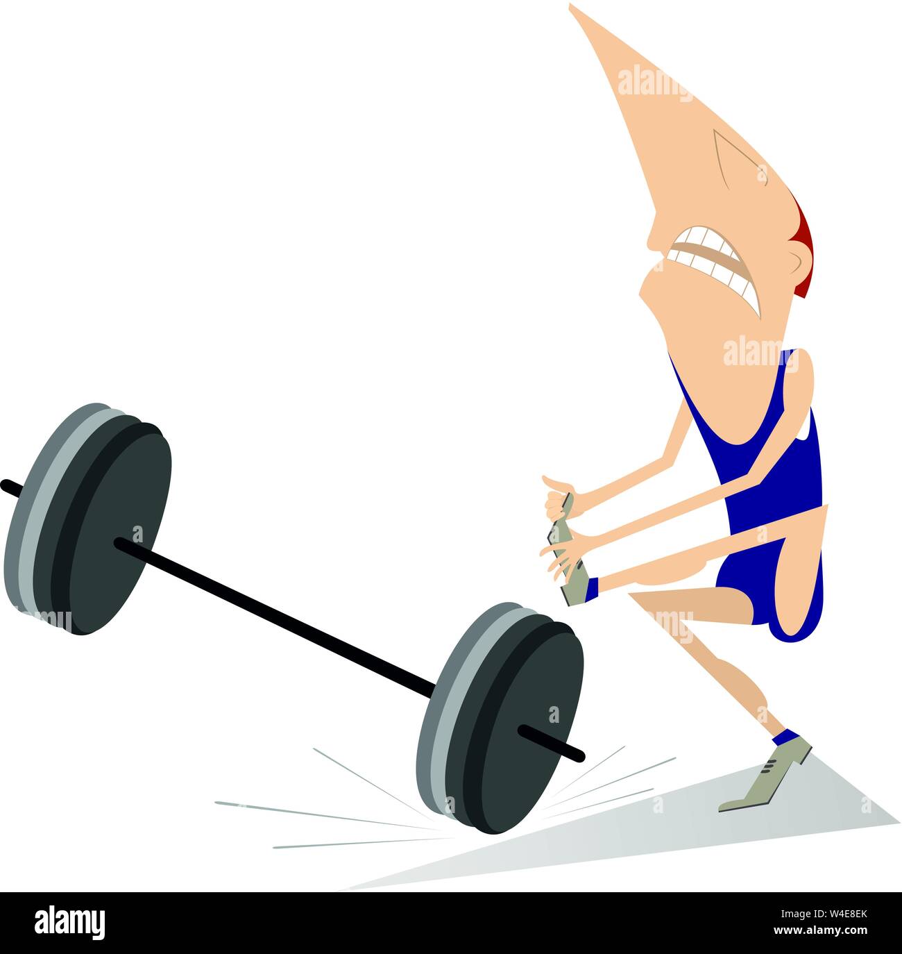 Cartoon man weightlifter drops a heavy weight to the leg illustration ...