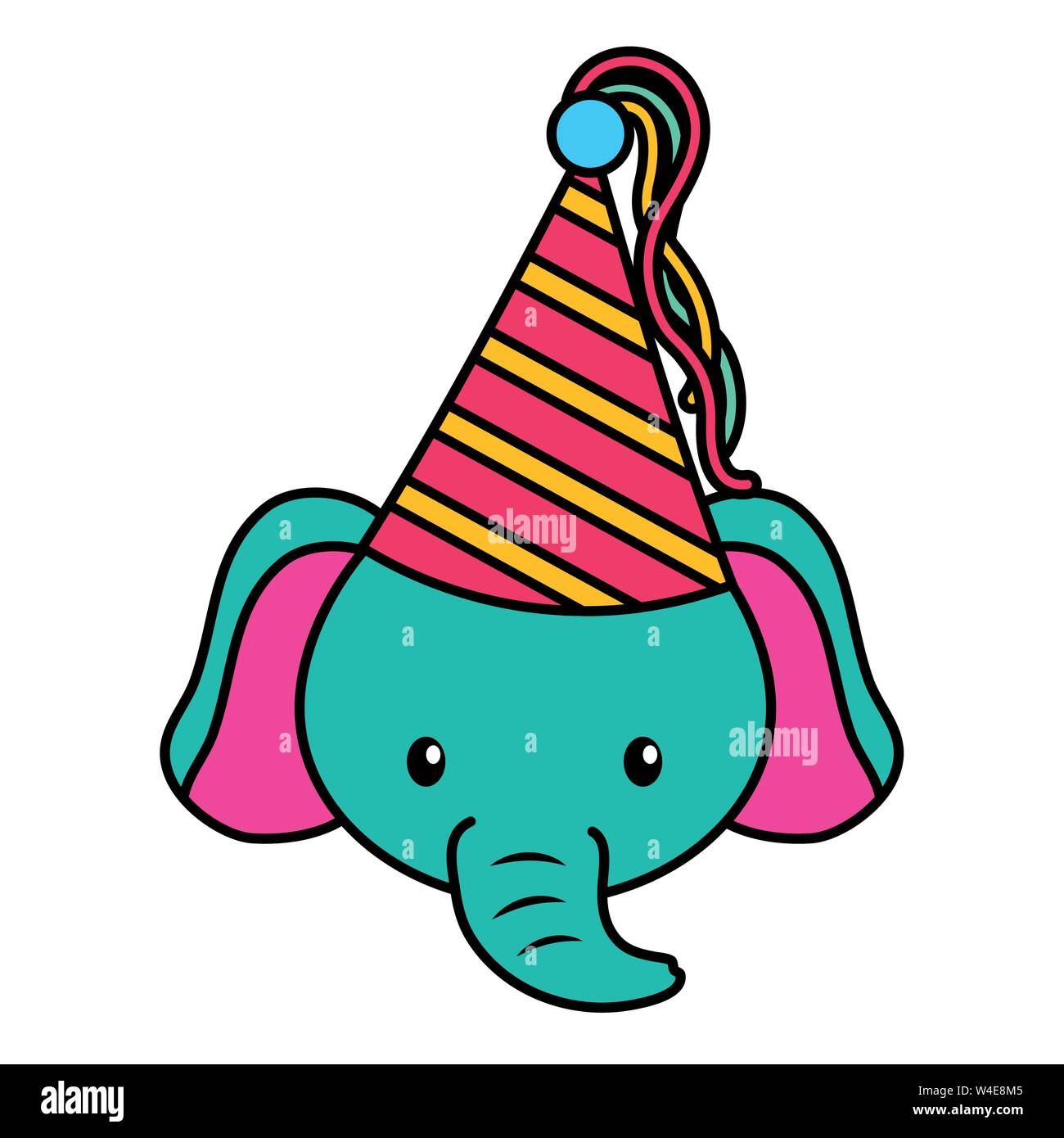 birthday celebration cute elephant party hat Stock Vector Image & Art ...