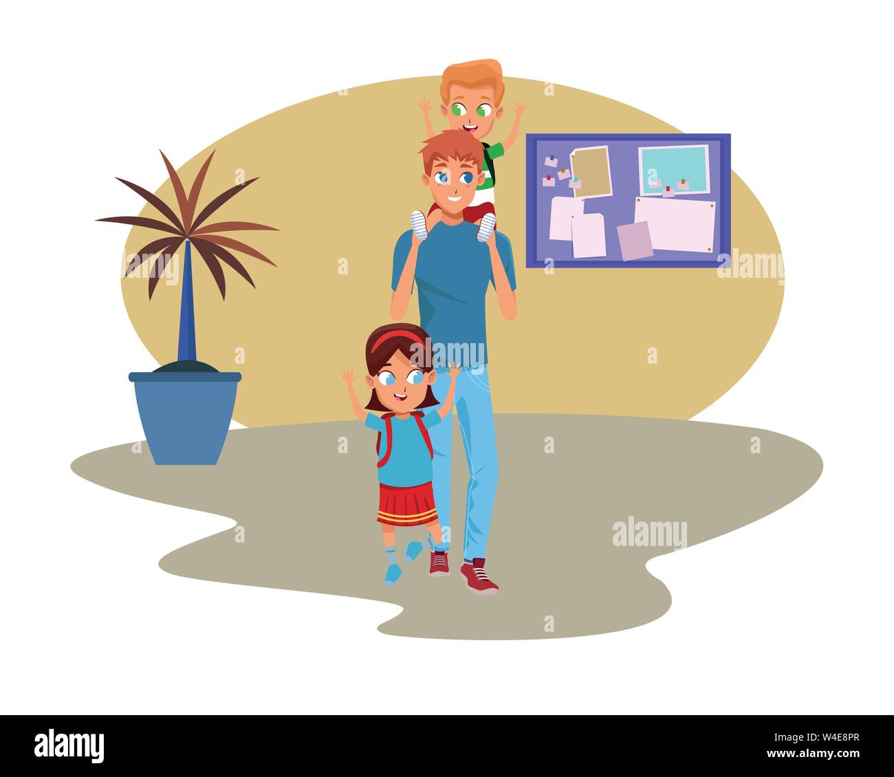 Family single parent with childrens cartoon Stock Vector Image & Art ...