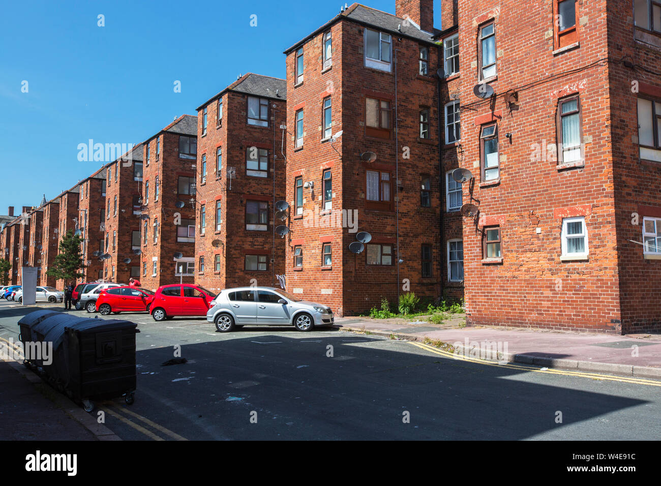 Victorian brick tenement blocks on Barrow Island, Barrow in Furness ...