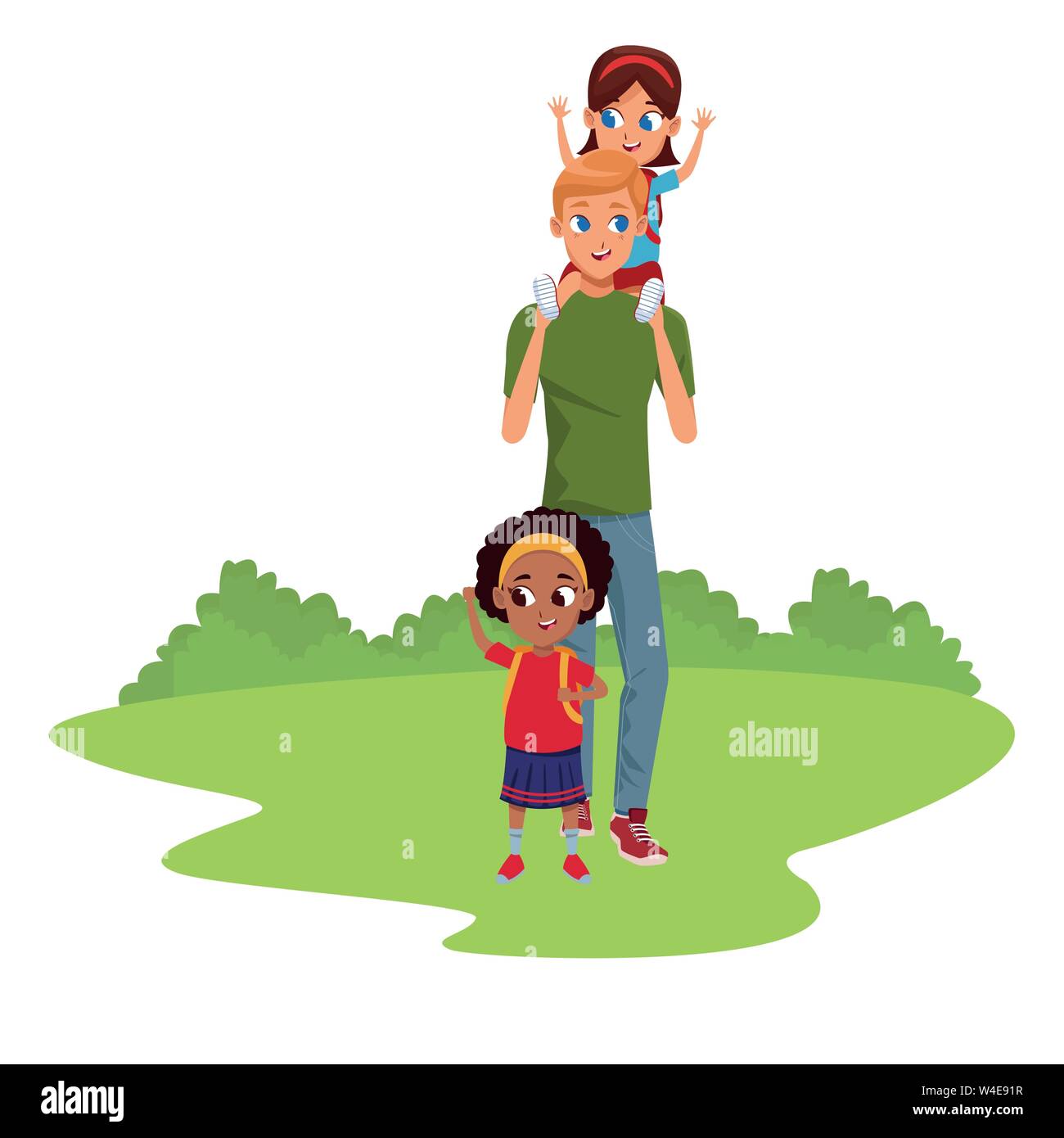 Family single father with children Stock Vector Image & Art - Alamy