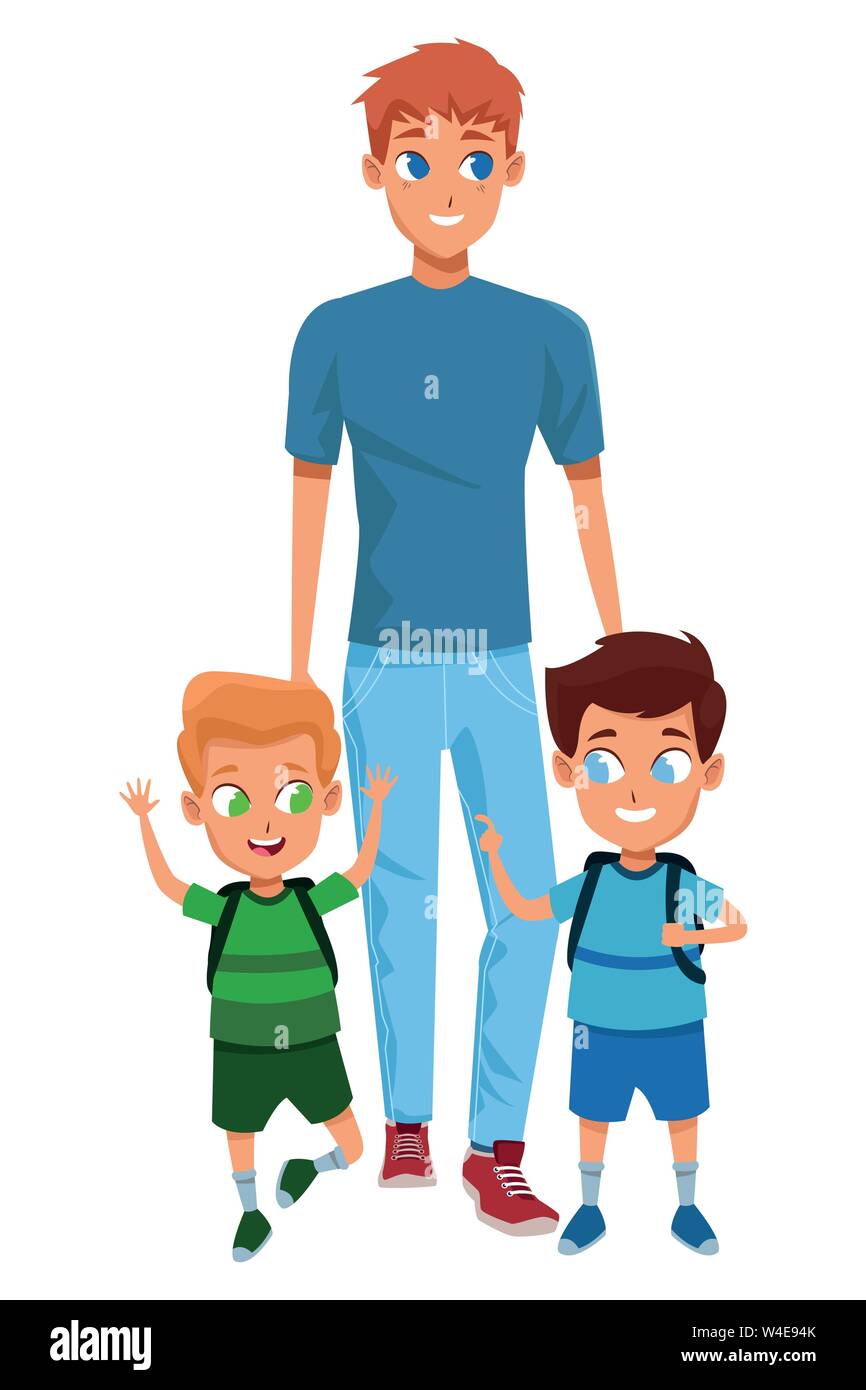 Family single father with kids Stock Vector Image & Art - Alamy