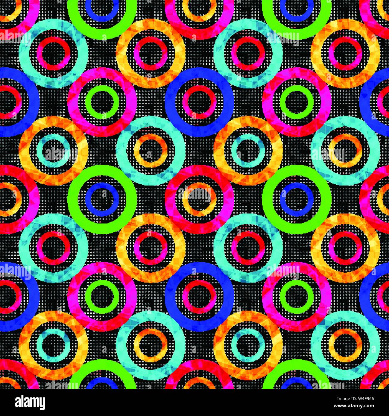 colored abstract psychedelic geometric circles seamless pattern vector ...