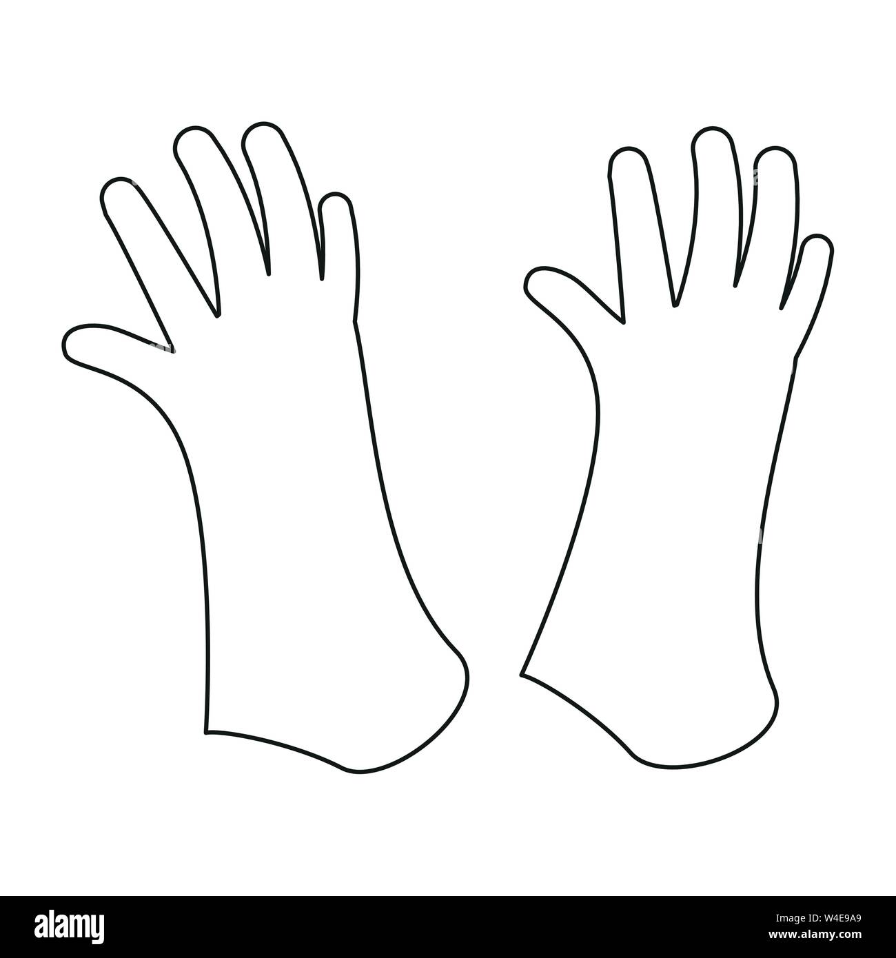 gloves cleaning supply on white background vector illustration outline ...