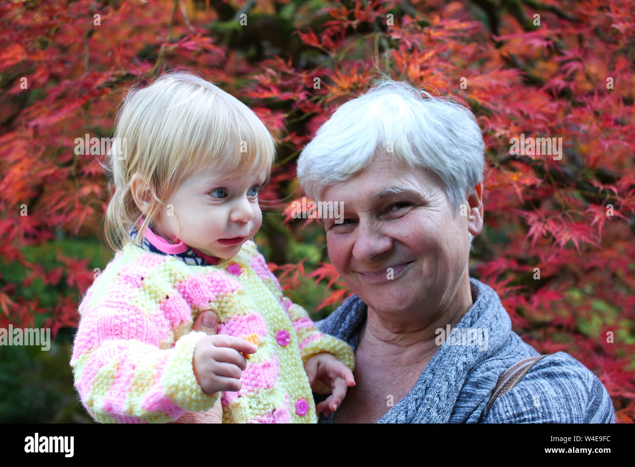 Beautiful Grandmother playing with her Cute Granddaughter Stock Photo ...