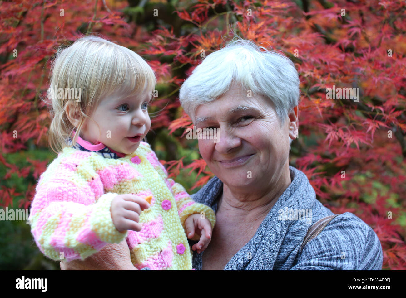 Beautiful Grandmother playing with her Cute Granddaughter Stock Photo ...